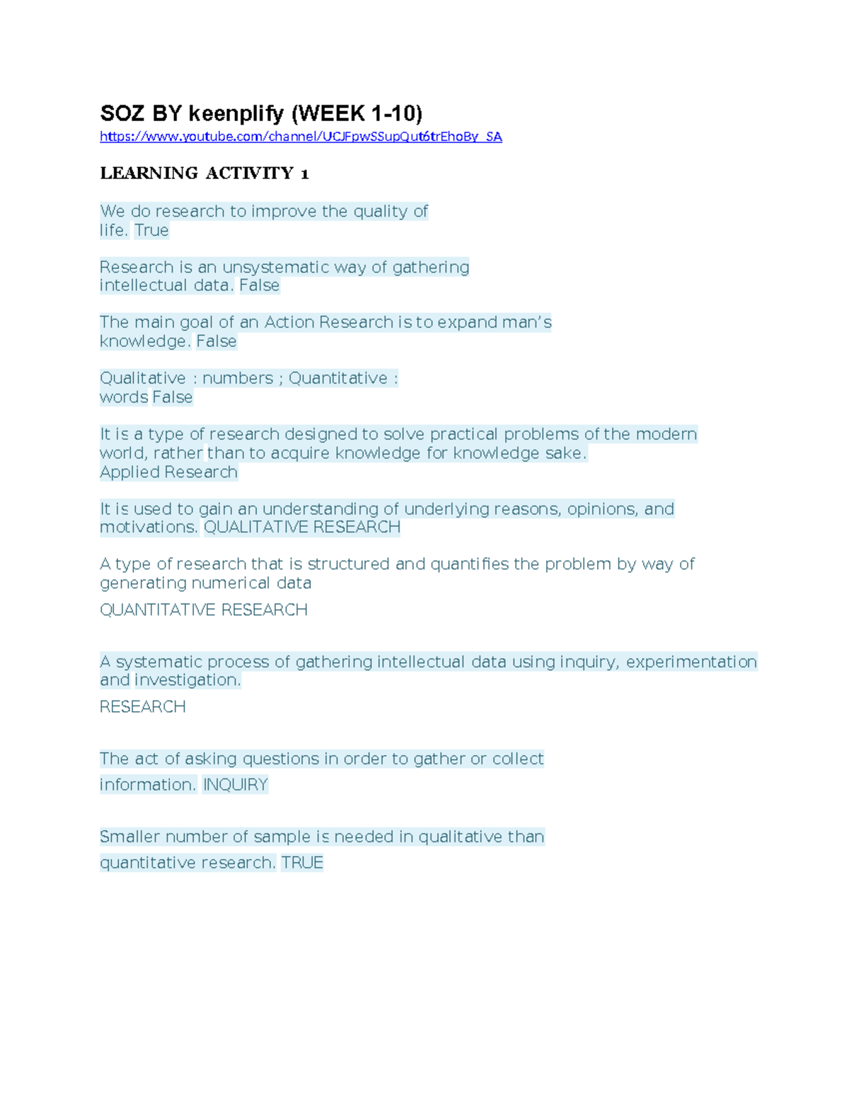 Rsch 2122 Week 1-10 Study Guide on Research Fundamentals - Studocu