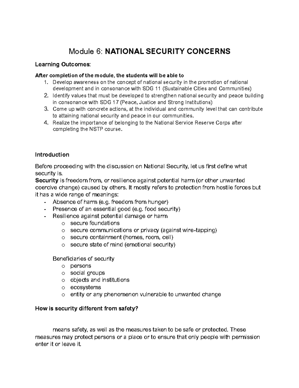 Module 7: National Security Concerns and Their Implications - Studocu