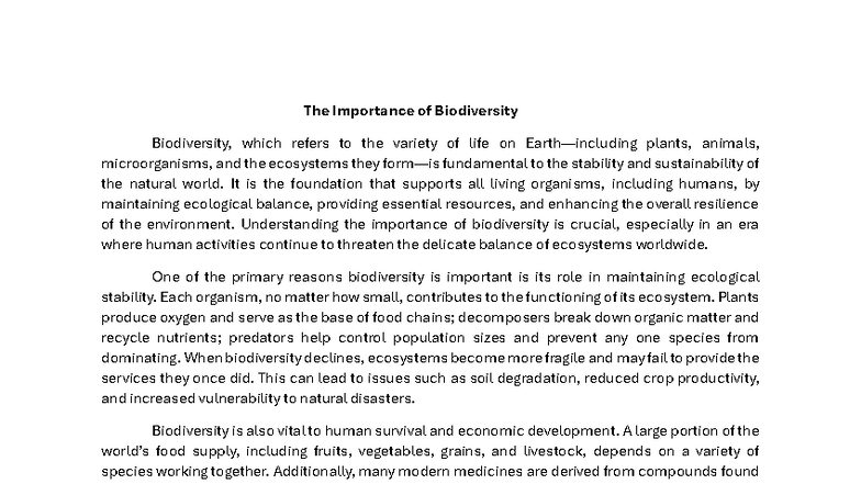 The Importance of Biodiversity: Ecological Balance & Human Survival ...