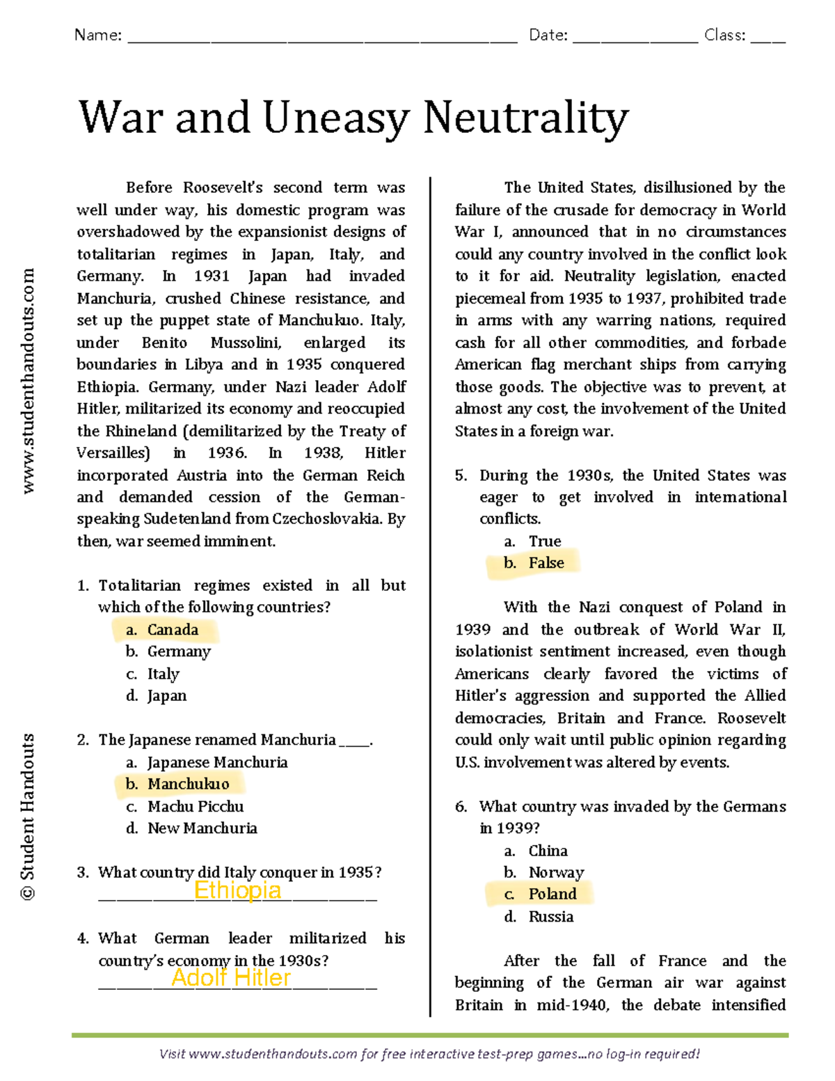 FASC 11-08: War and Uneasy Neutrality Worksheet - Studocu