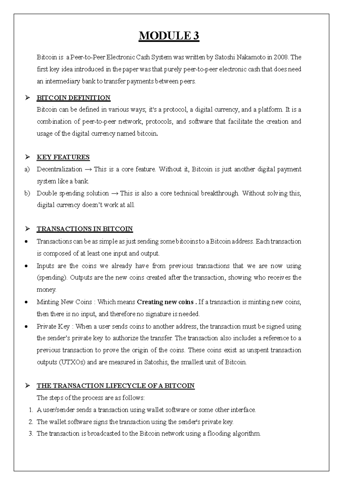 Module 3: Bitcoin Overview and Key Concepts Notes - Studocu