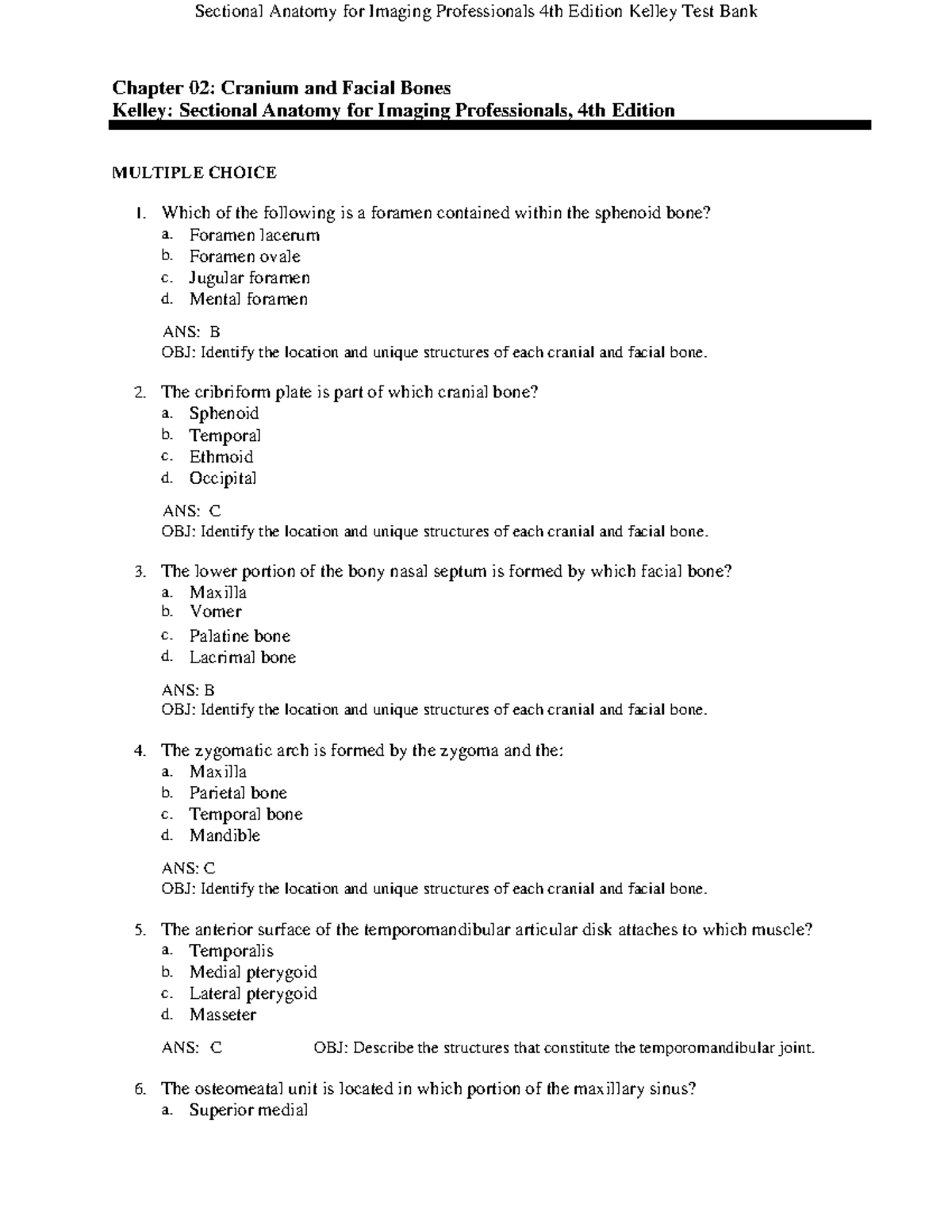 Cranial and Facial Bones Quiz: Anatomy for Imaging Professionals (4th ...