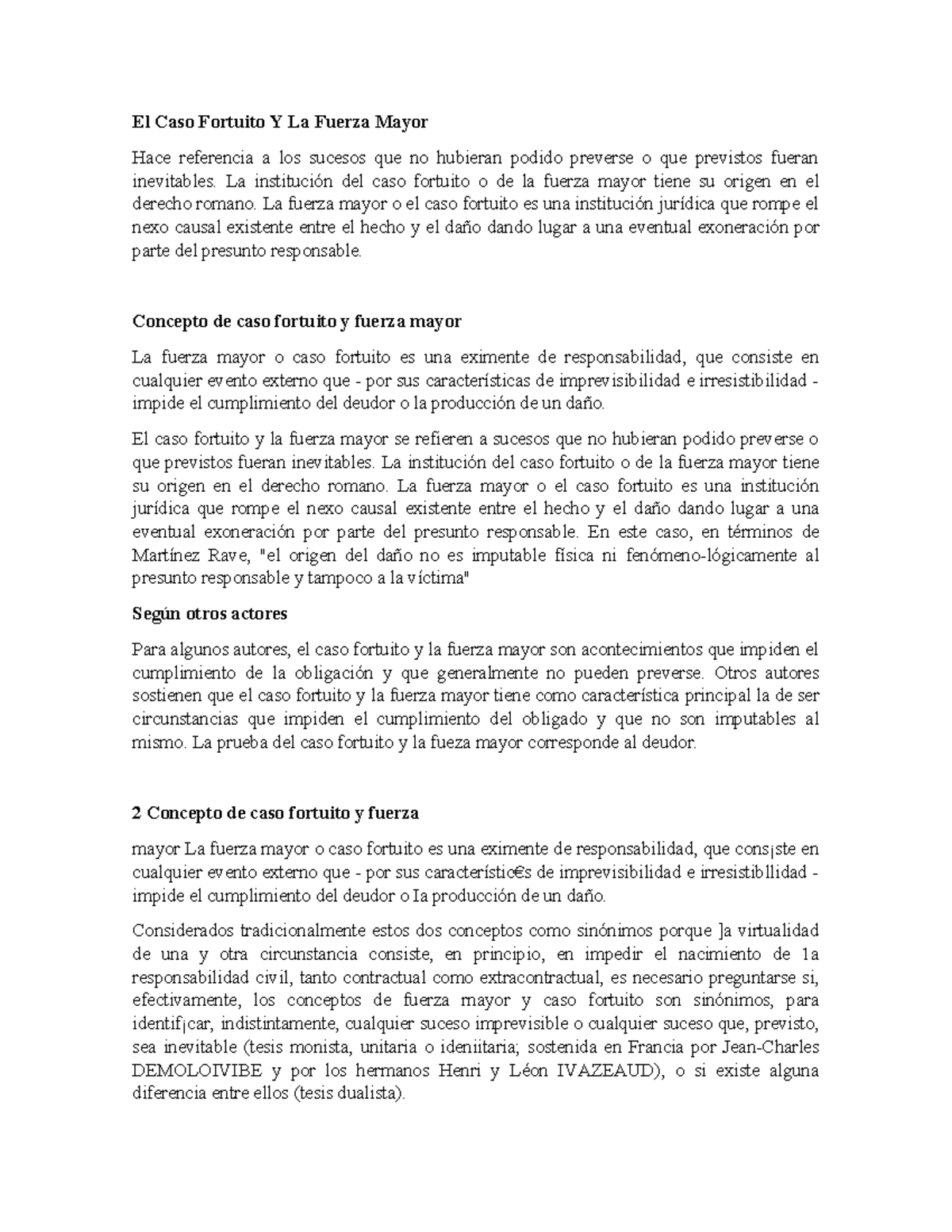 El Caso Fortuito y la Fuerza Mayor: Conceptos y Distinciones Jurídicas ...