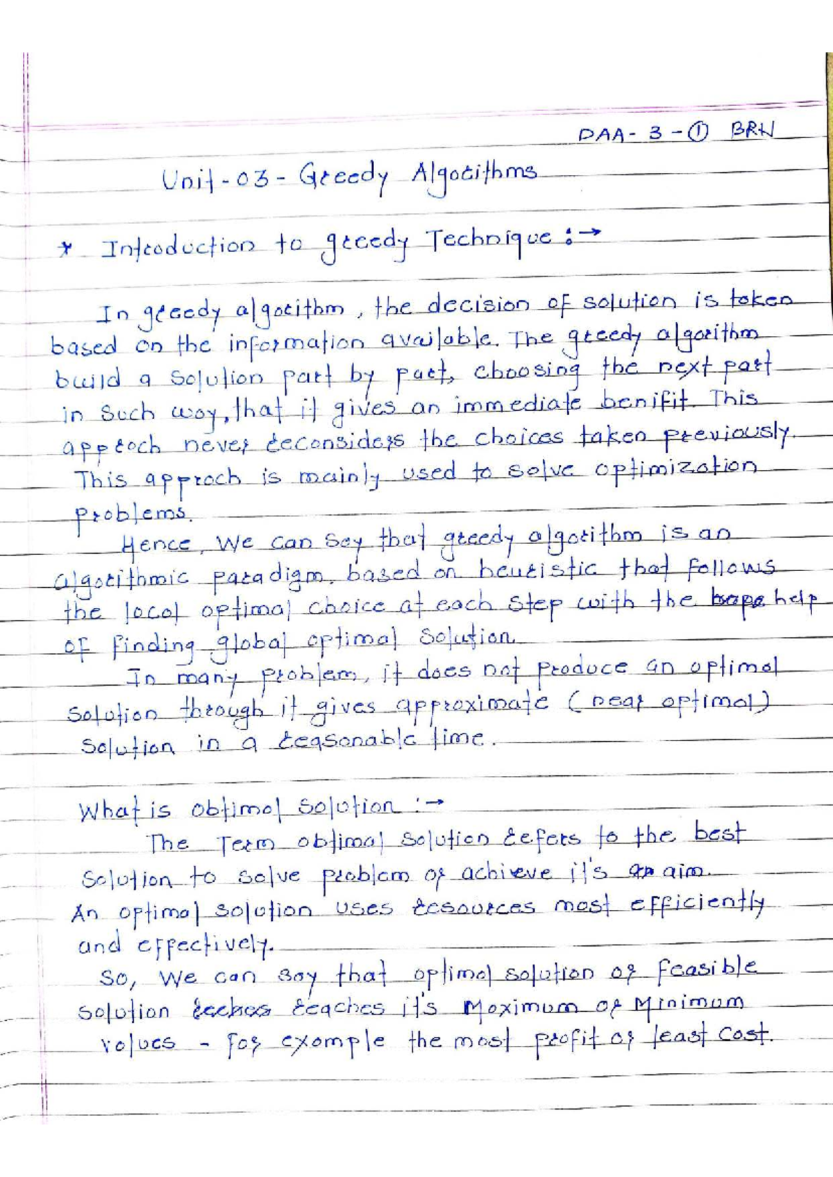 Unit 4 DAA 3 BRN Greedy Algorithms: Techniques and Applications - Studocu