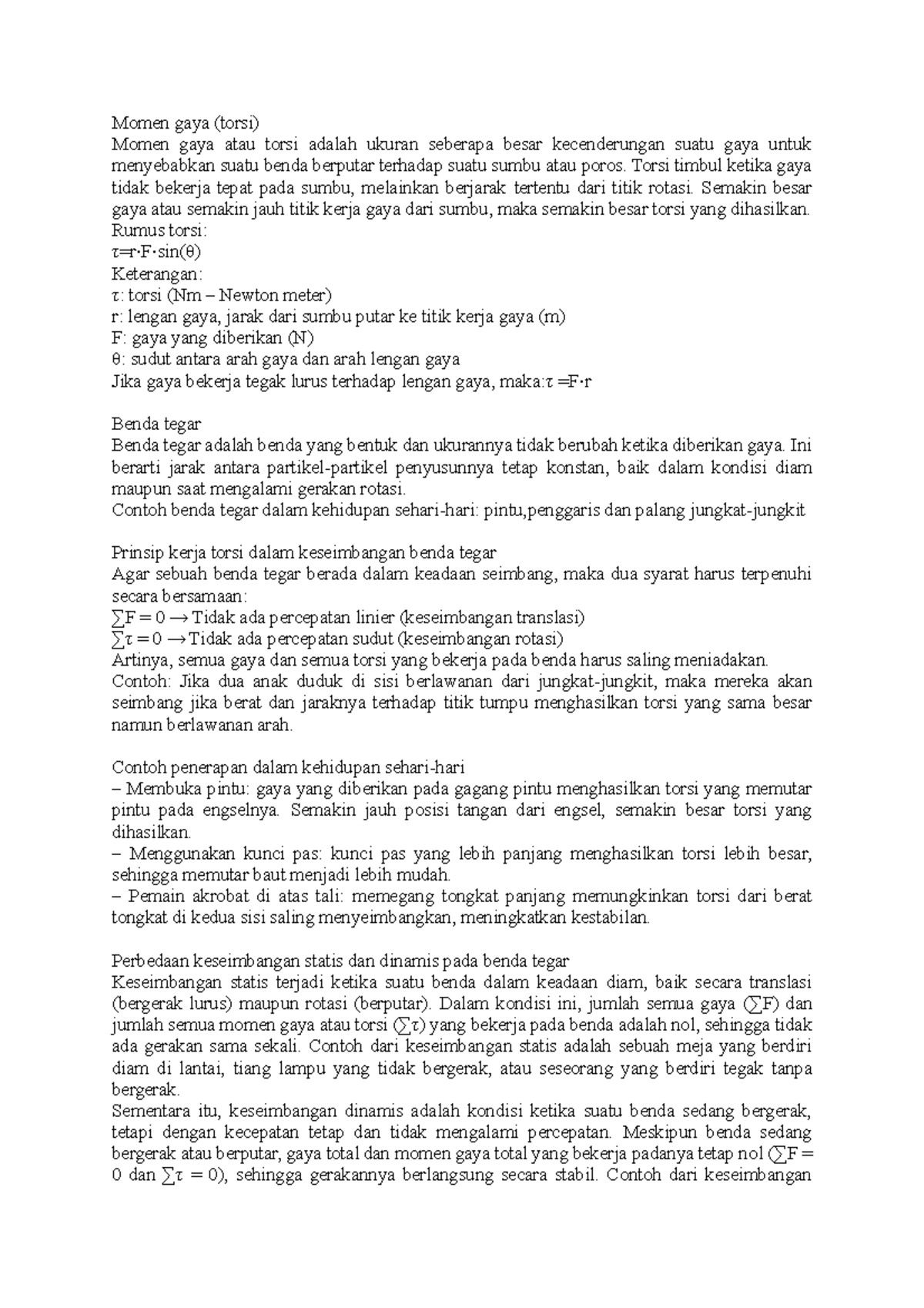 Momen Gaya dan Torsi: Konsep, Rumus, dan Penerapan dalam Kehidupan ...