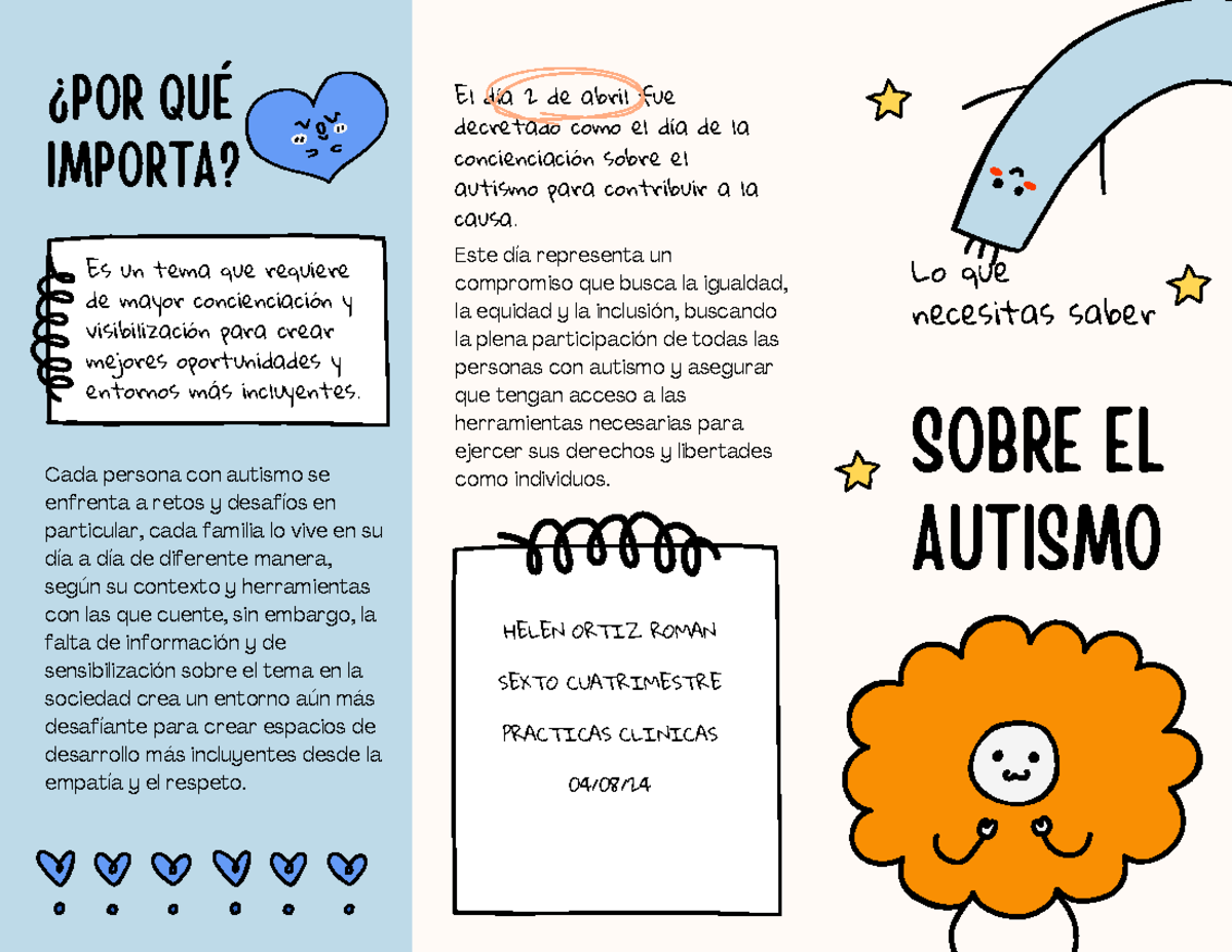 Folleto Informativo Autismo Juvenil Azul - Es un tema que requiere de ...