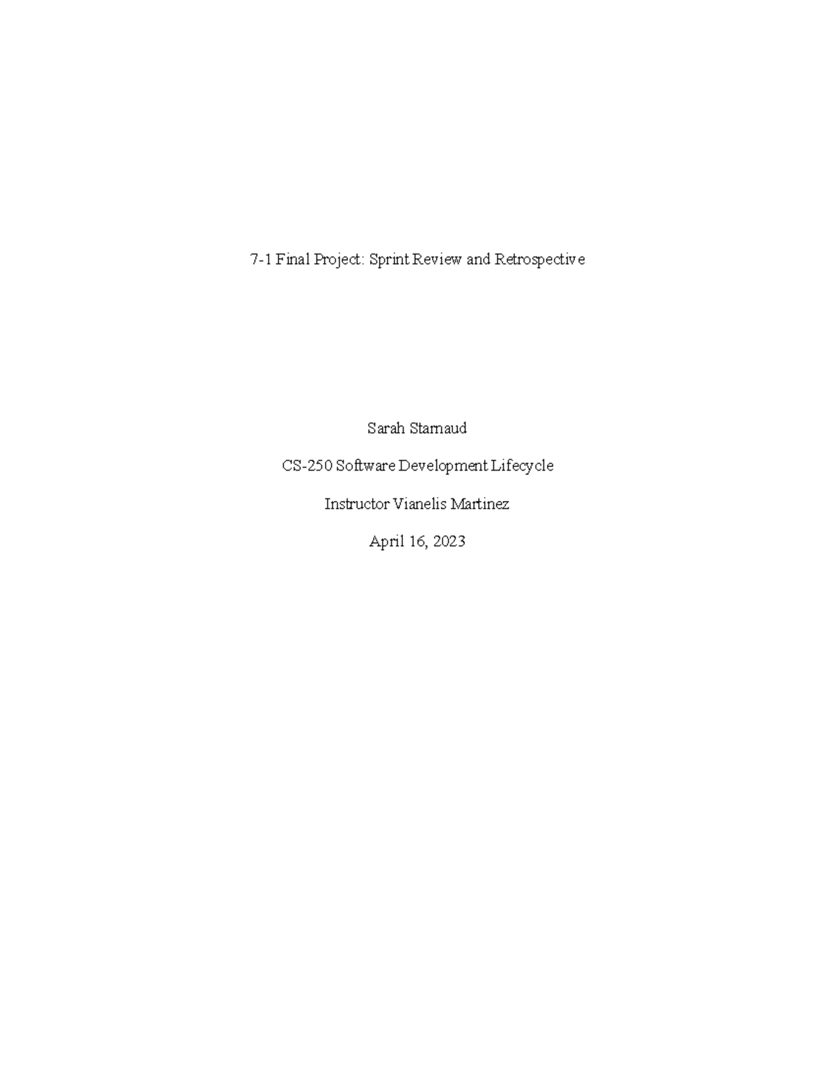 CS-250 Final Project: Sprint Review & Retrospective Analysis - Studocu