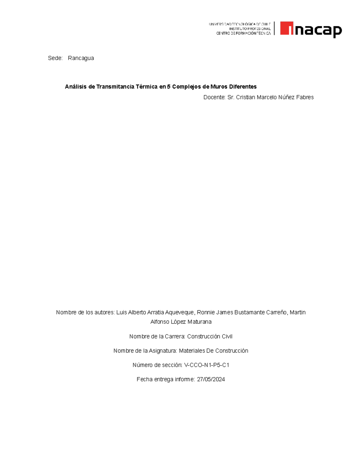 Análisis de Transmitancia Térmica en Muros - Construcción Civil (MDC ...