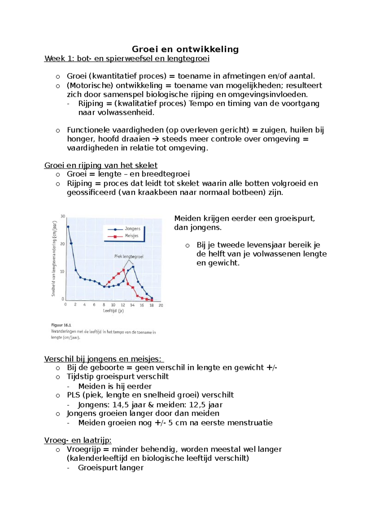 Groei en Ontwikkeling Samenvatting - Week 1 tot 6 Inzichten - Studeersnel