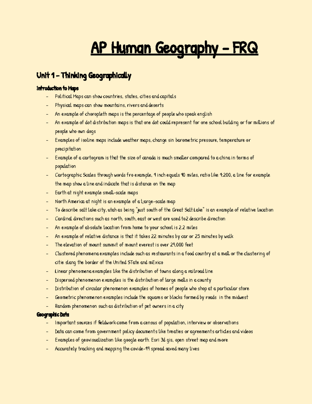 AP Human Geography - FRQ Study Guide on Maps and Migration - Studocu