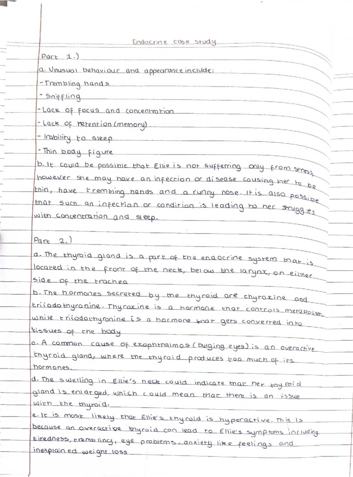 Endocrine Case Study Part 1: Symptoms & Thyroid Insights - Studocu