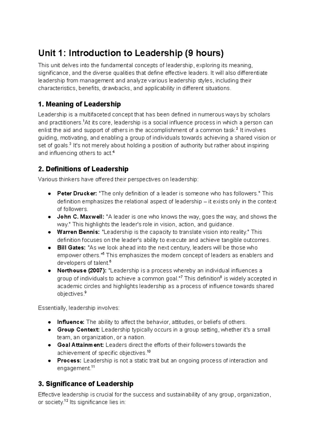 Unit 1: Intro to Leadership Concepts and Styles (Course Code: LDR101 ...