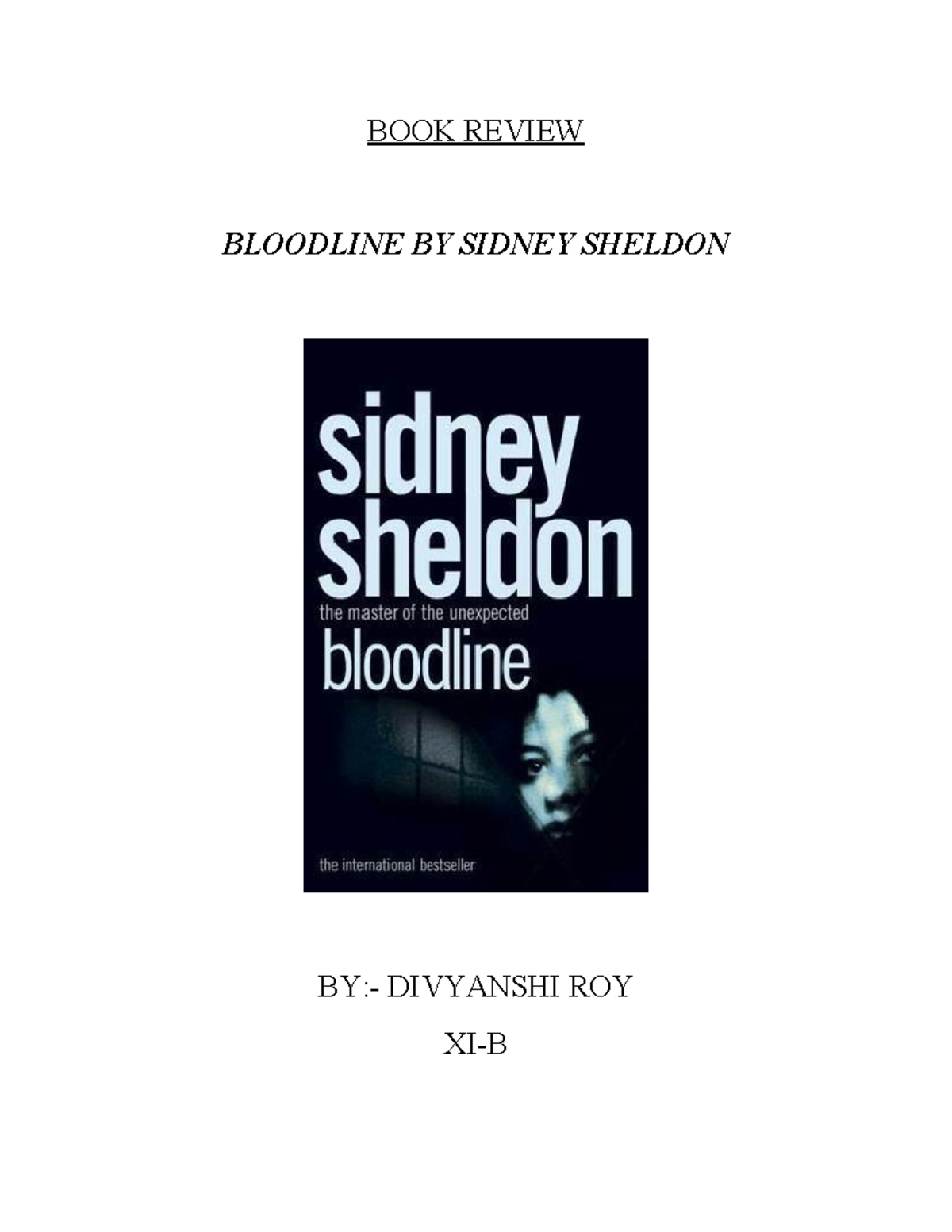BOOK REVIEW: BLOODLINE by SIDNEY SHELDON - Studocu