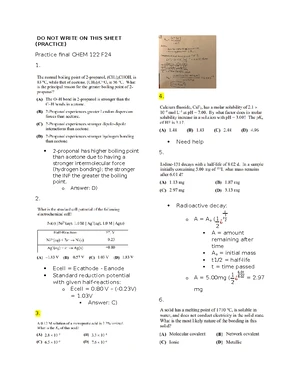 ACS CHEM 122 F - Final Exam Practice Material 2024 - Studocu