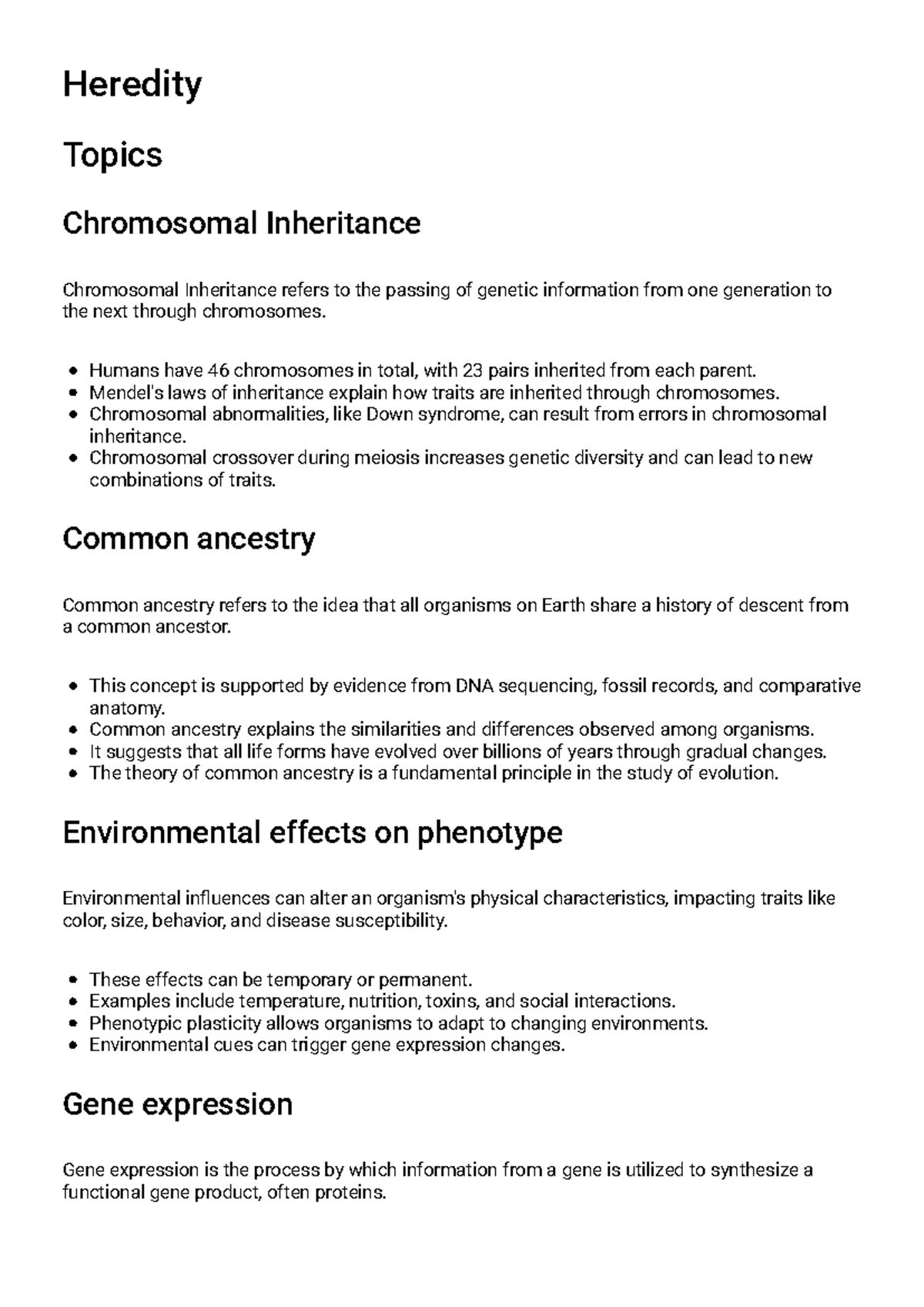 Heredity Study Guide (BIO 101): Concepts of Genetic Inheritance and ...