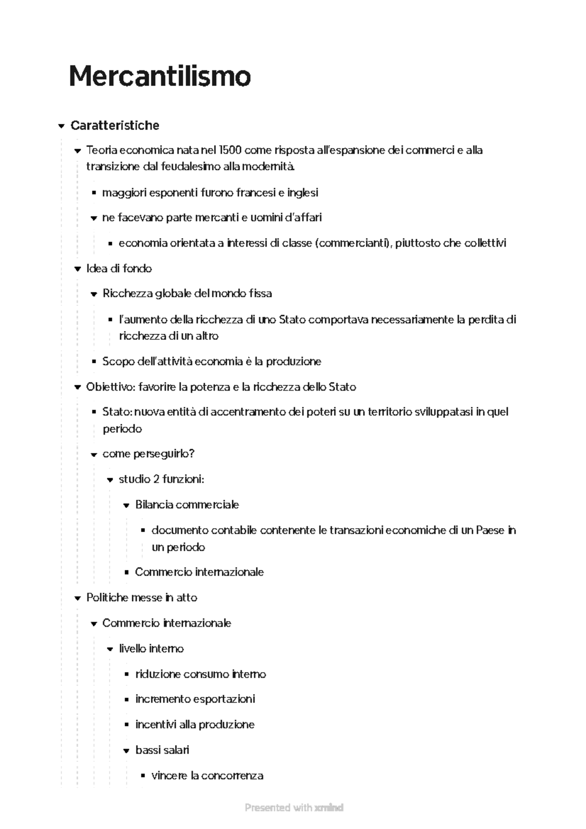 Mercantilismo: Schema di Ripasso per Esame di Economia - Studocu