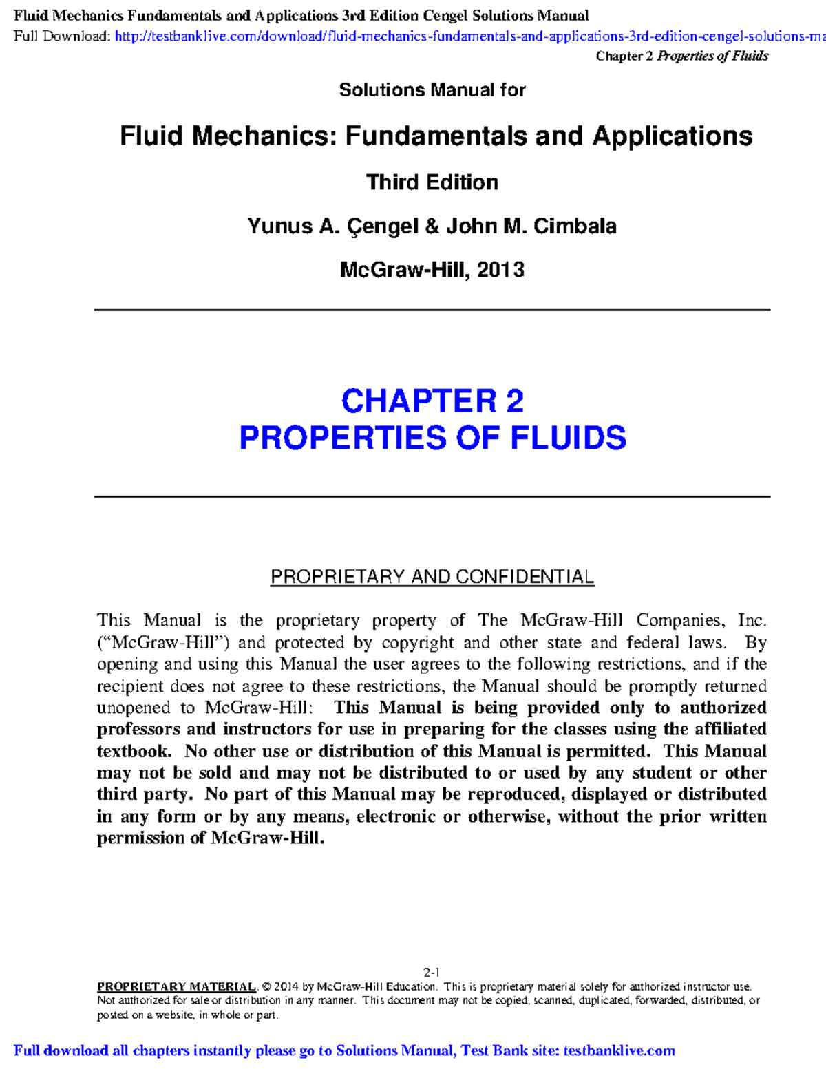 Fluid Mechanics: Fundamentals & Applications 3rd Ed. Cengel Chap 2 Solutions - Studocu