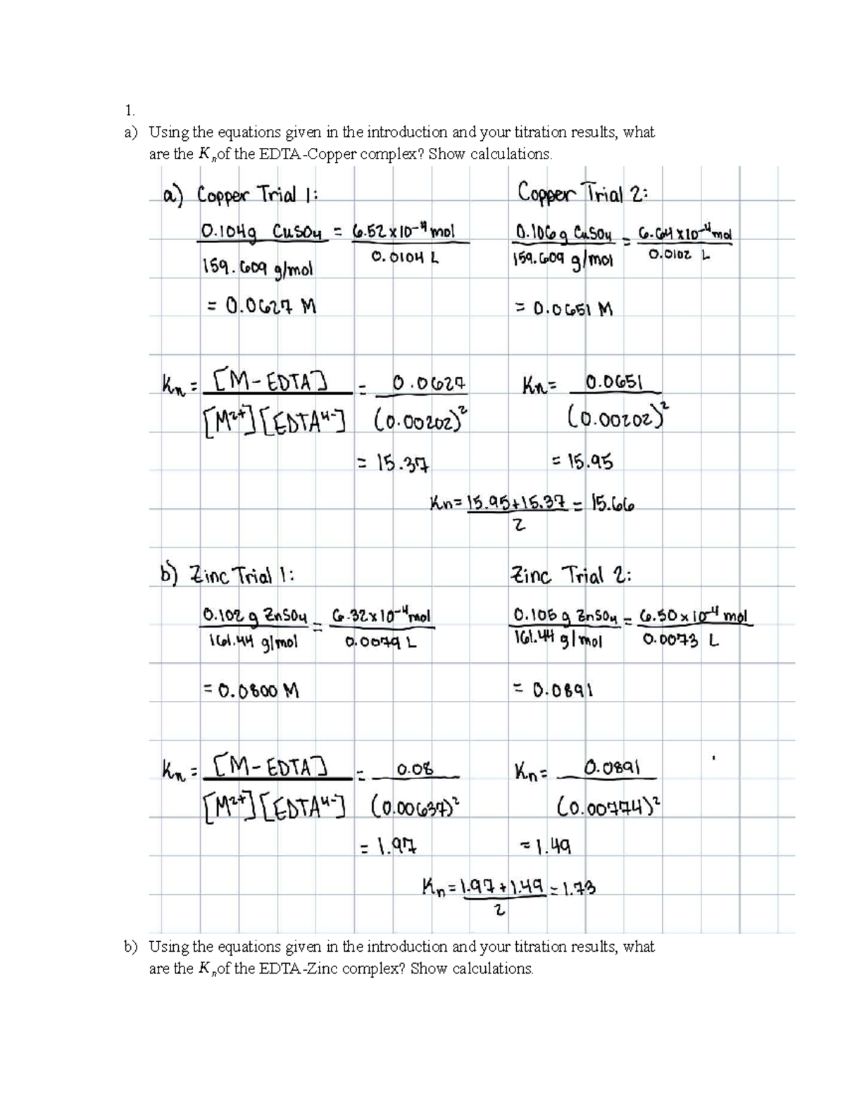 Inorganic Chem Post-Lab 2: Complex Formation & Lewis Acid-Base Theory ...