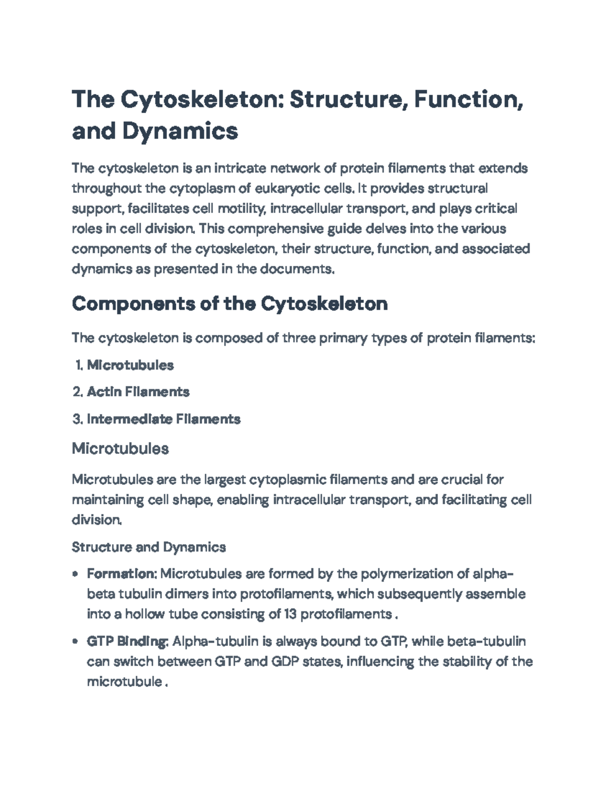 Cytoskeleton Structure, Function & Dynamics: A Comprehensive Guide ...