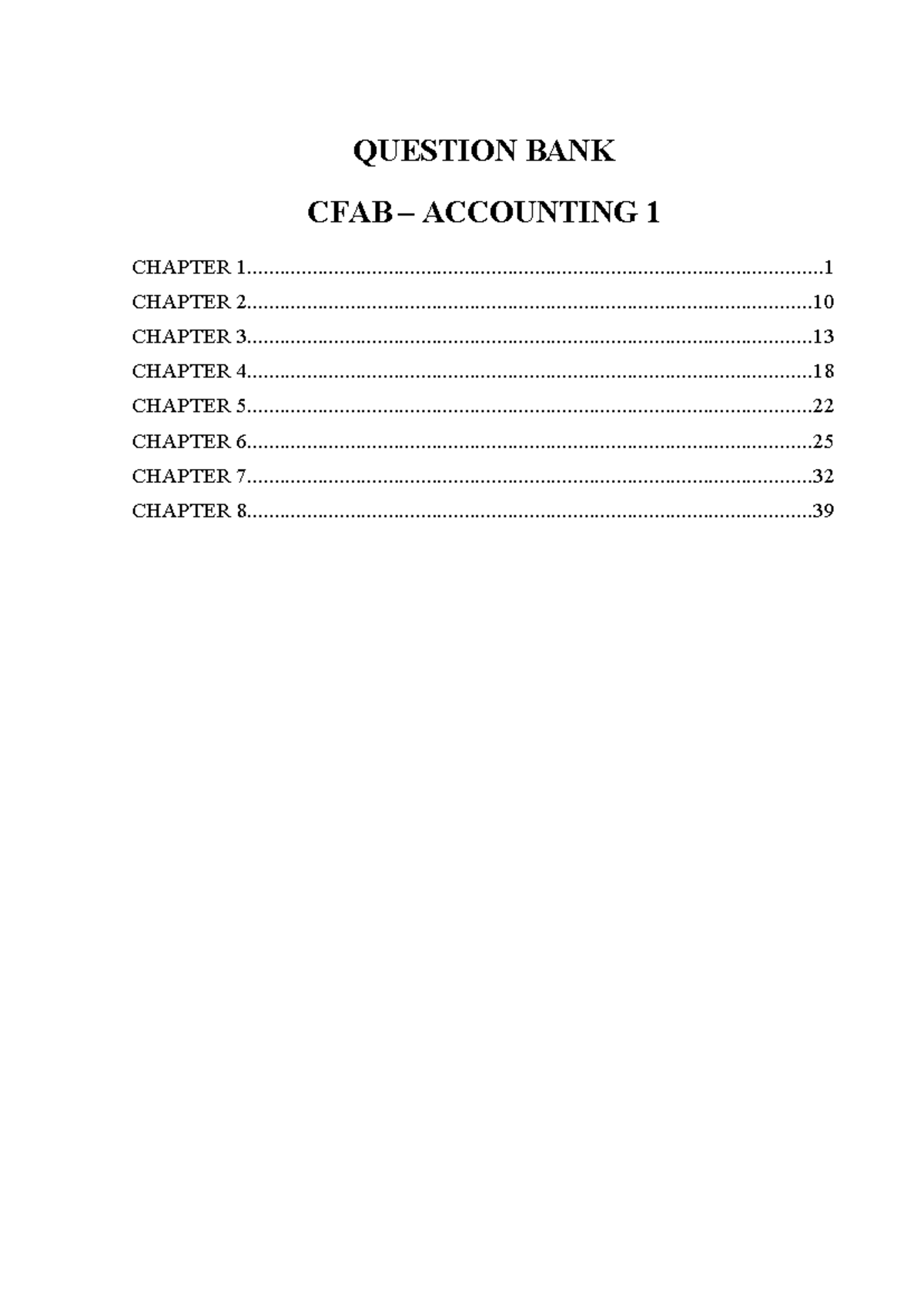 CFAB Accounting 1 - Comprehensive Question Bank - Studocu