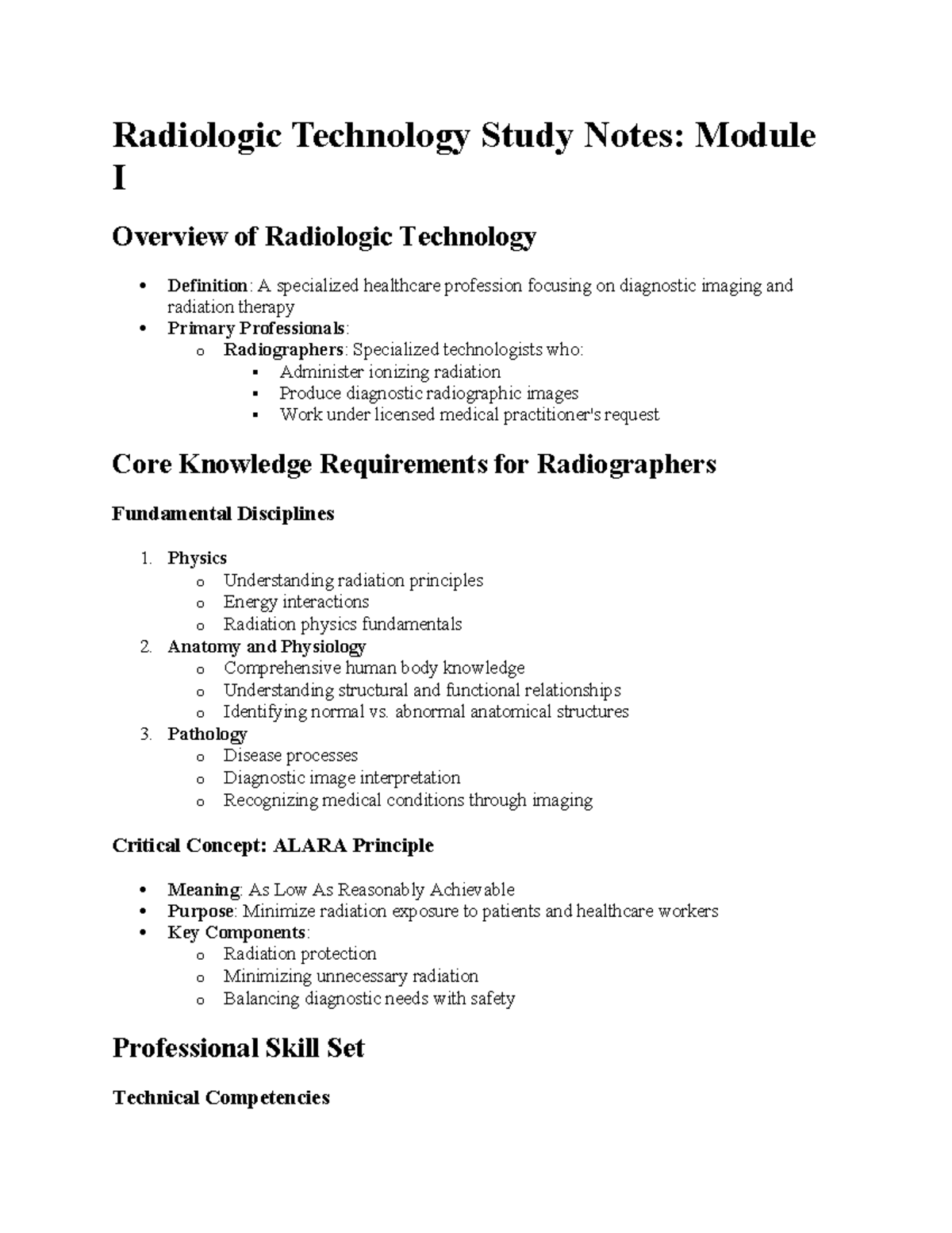 Radiography Infection Control & Room Prep Study Notes: Module I - Studocu