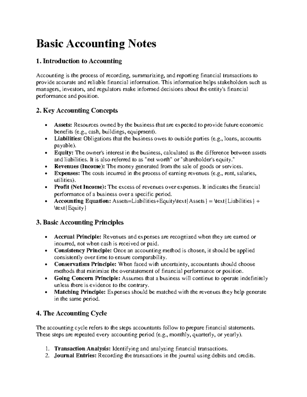 Basic Accounting Lecture Notes for ACC101 - Studocu