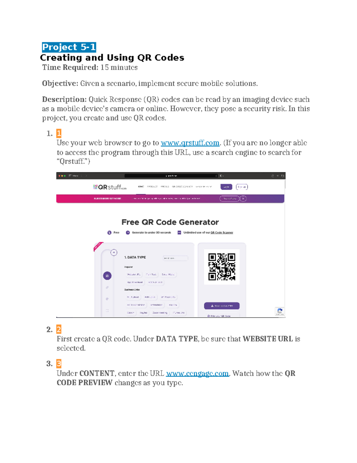 Creating & Using QR Codes - Project 5-1 Guide for Secure Mobile ...