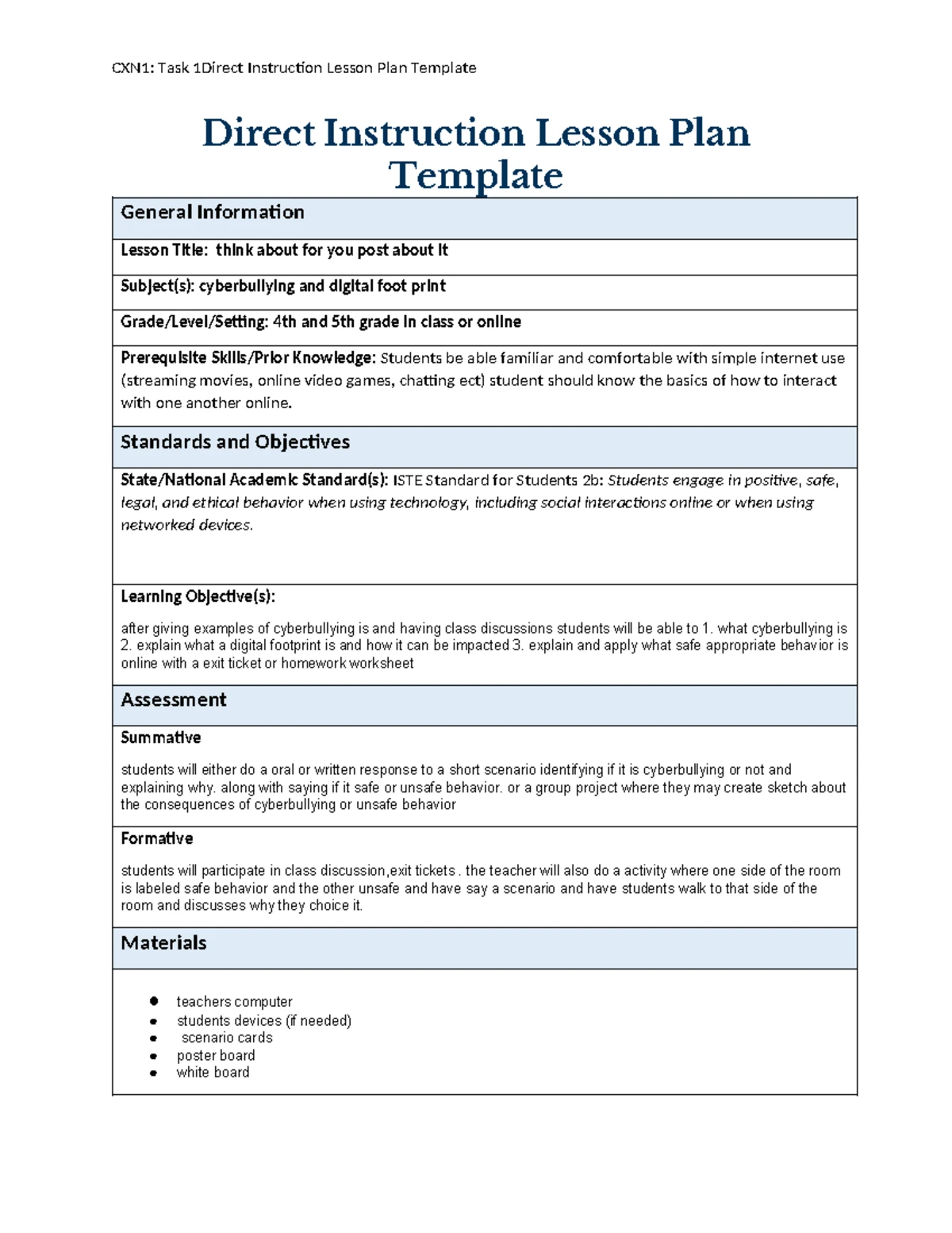 Direct Instruction Lesson Plan Template: Essential Components ...