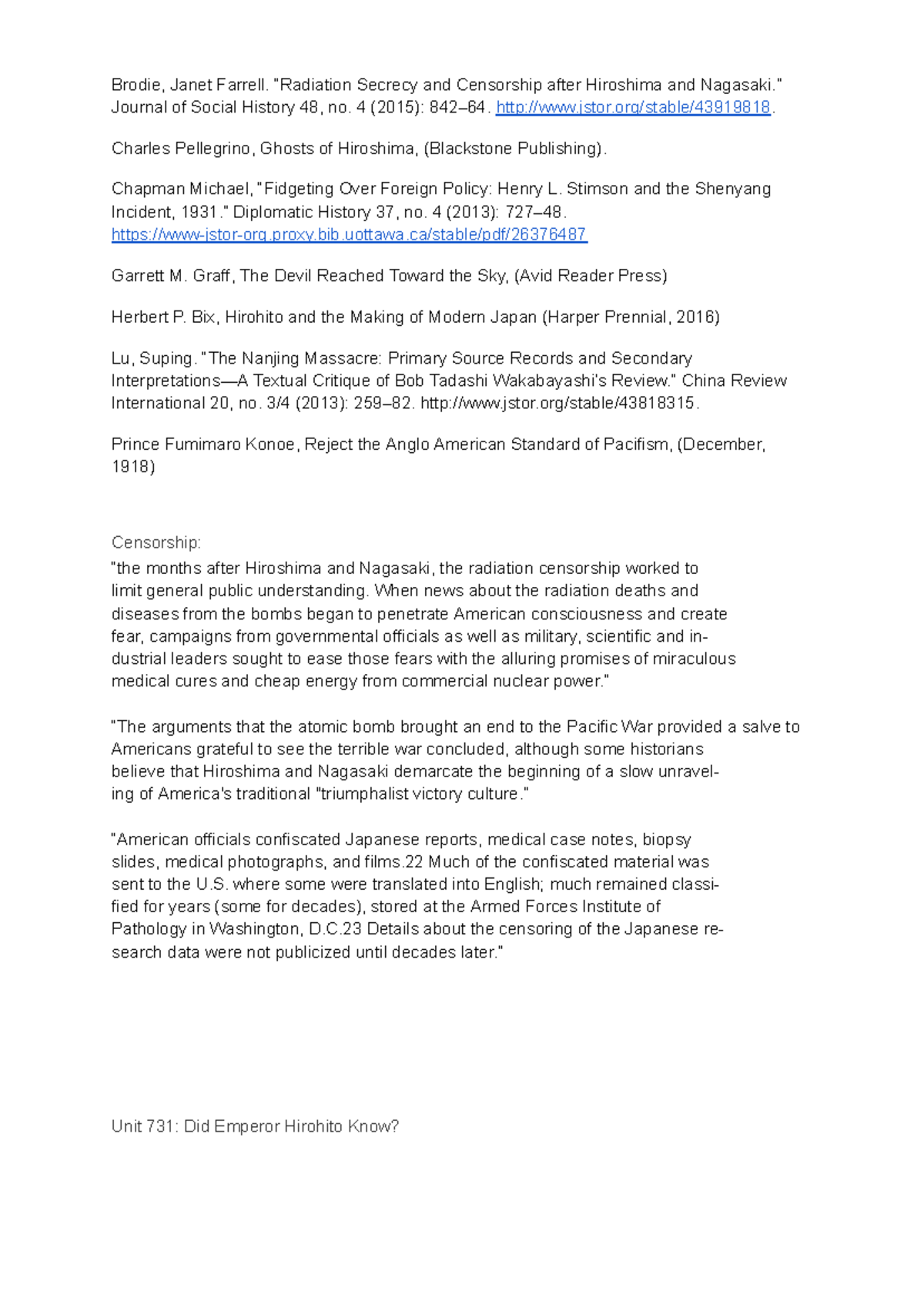 Secrecy and Censorship: The Atomic Bomb's Impact on History - Studocu