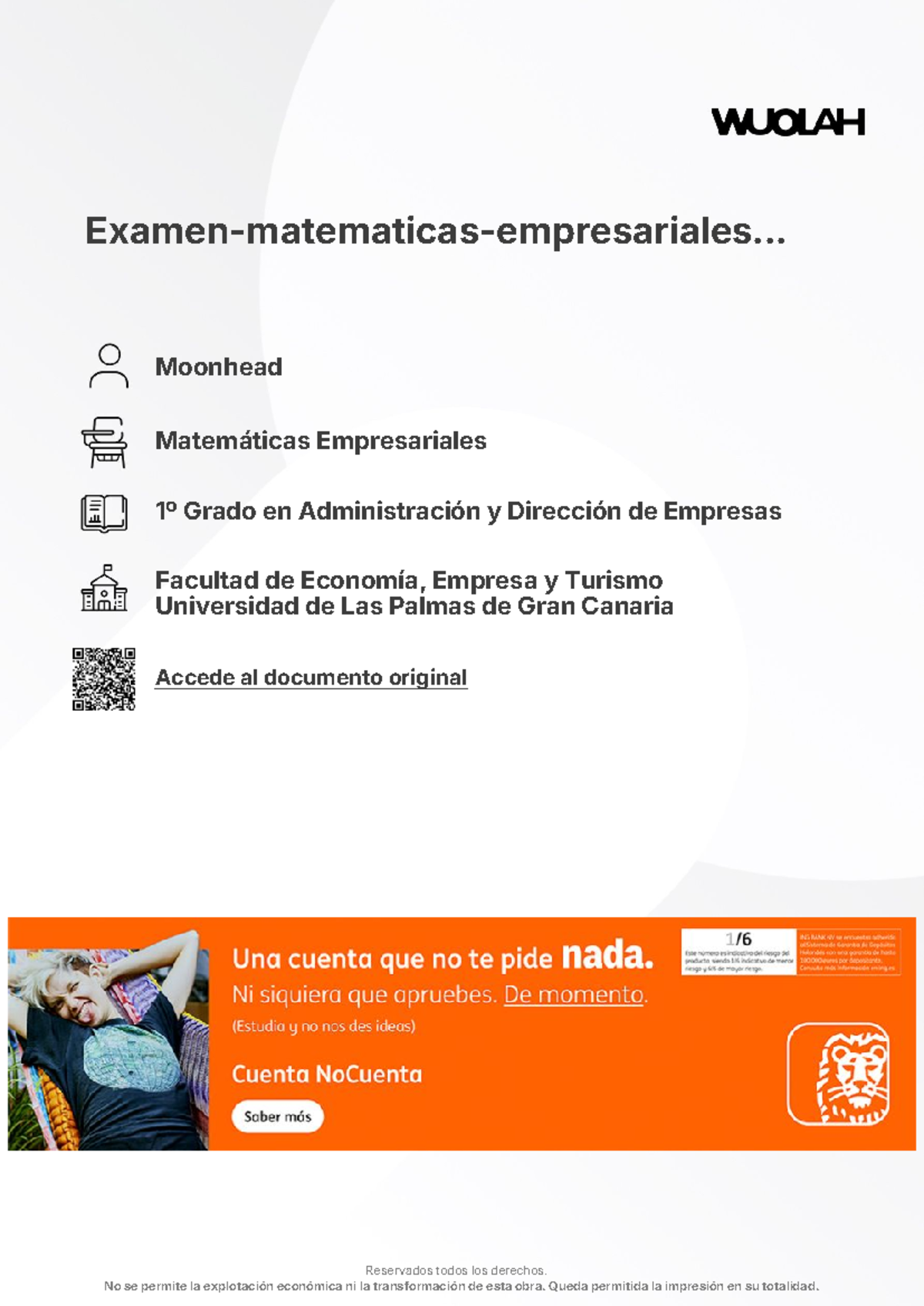 Simulacro Examen Matemáticas Empresariales 1º Grado en ADE - Studocu