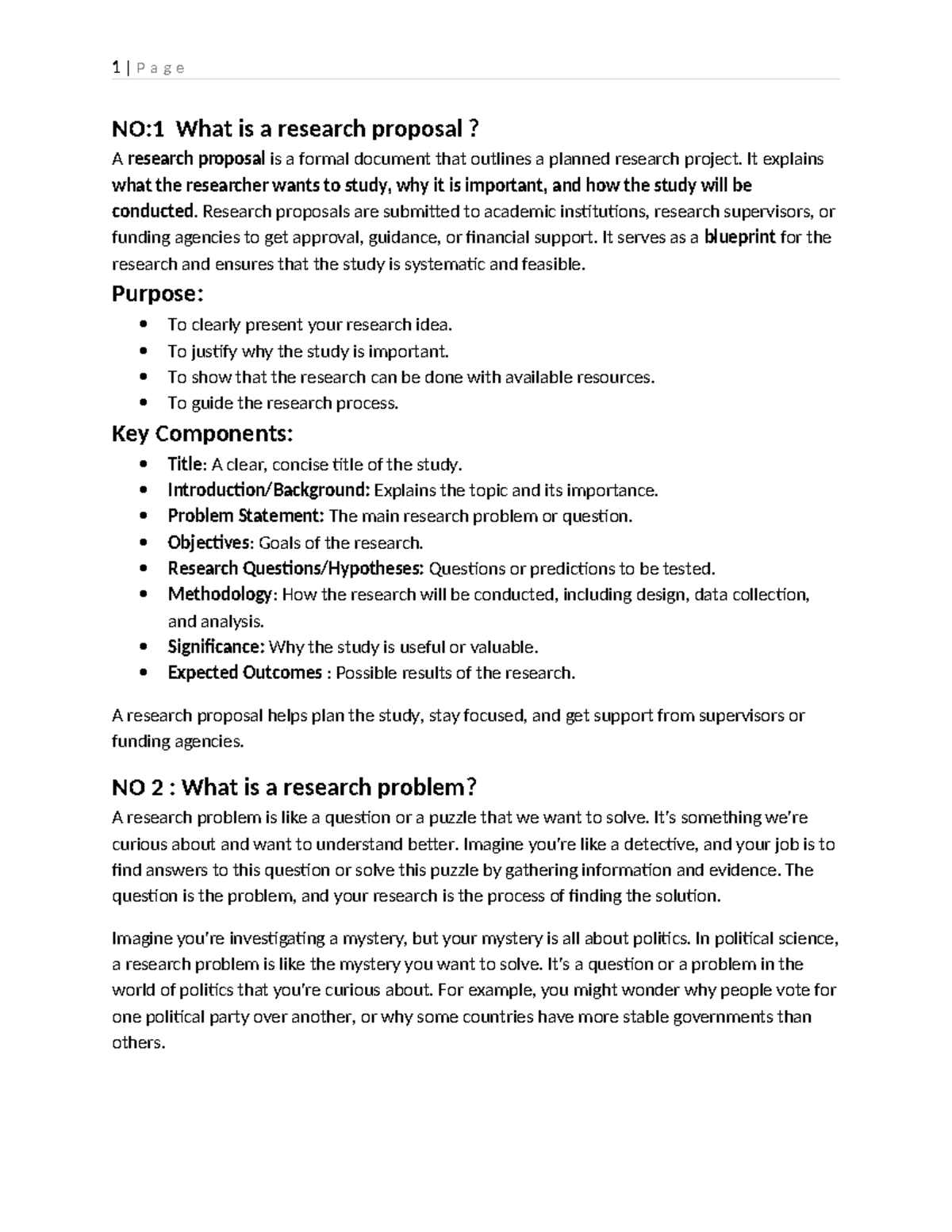 Research Methodology for Final Exam: Understanding Proposals and ...