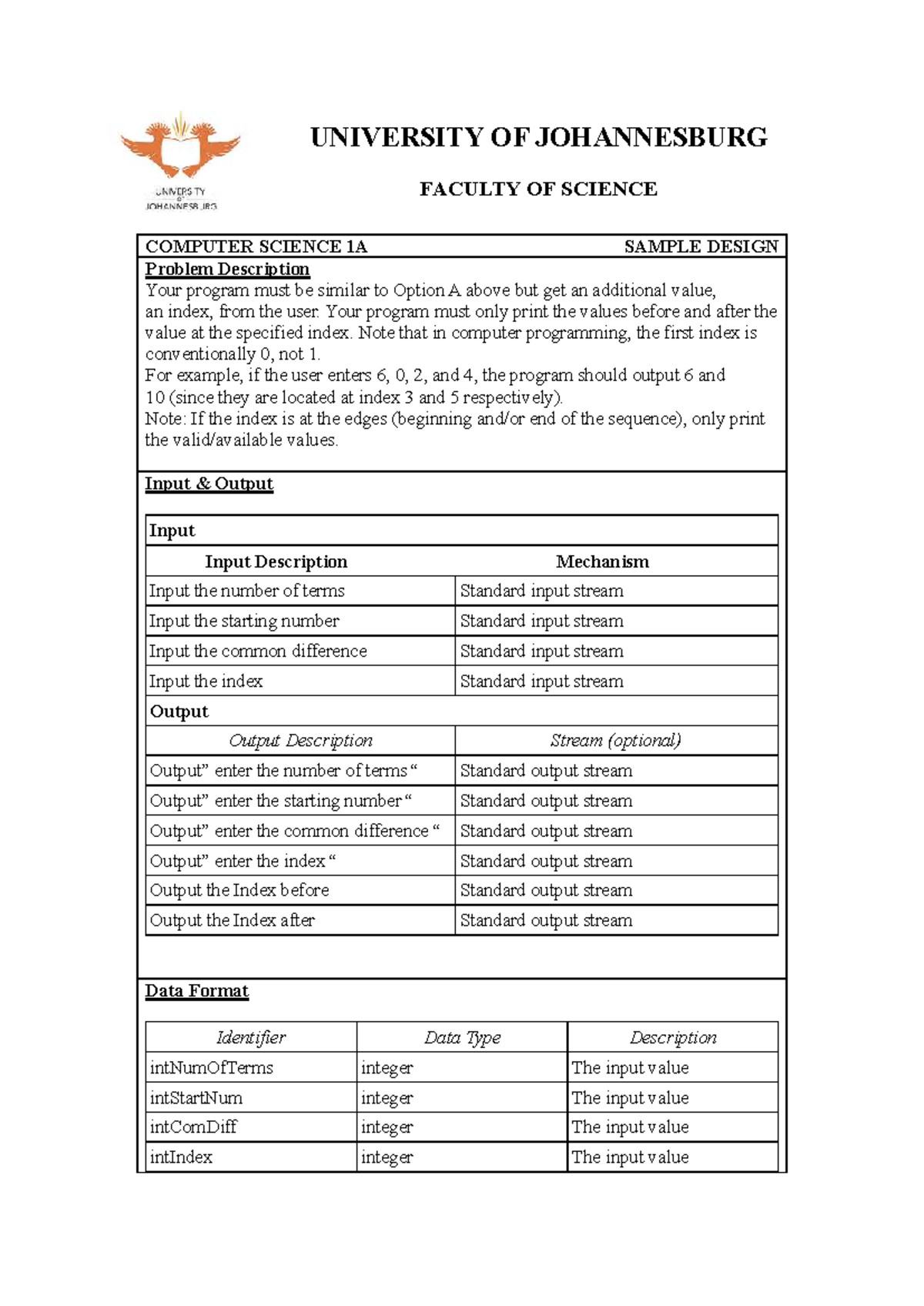 Design P4 - CS 1A Sample Program for Index Value Retrieval - Studocu