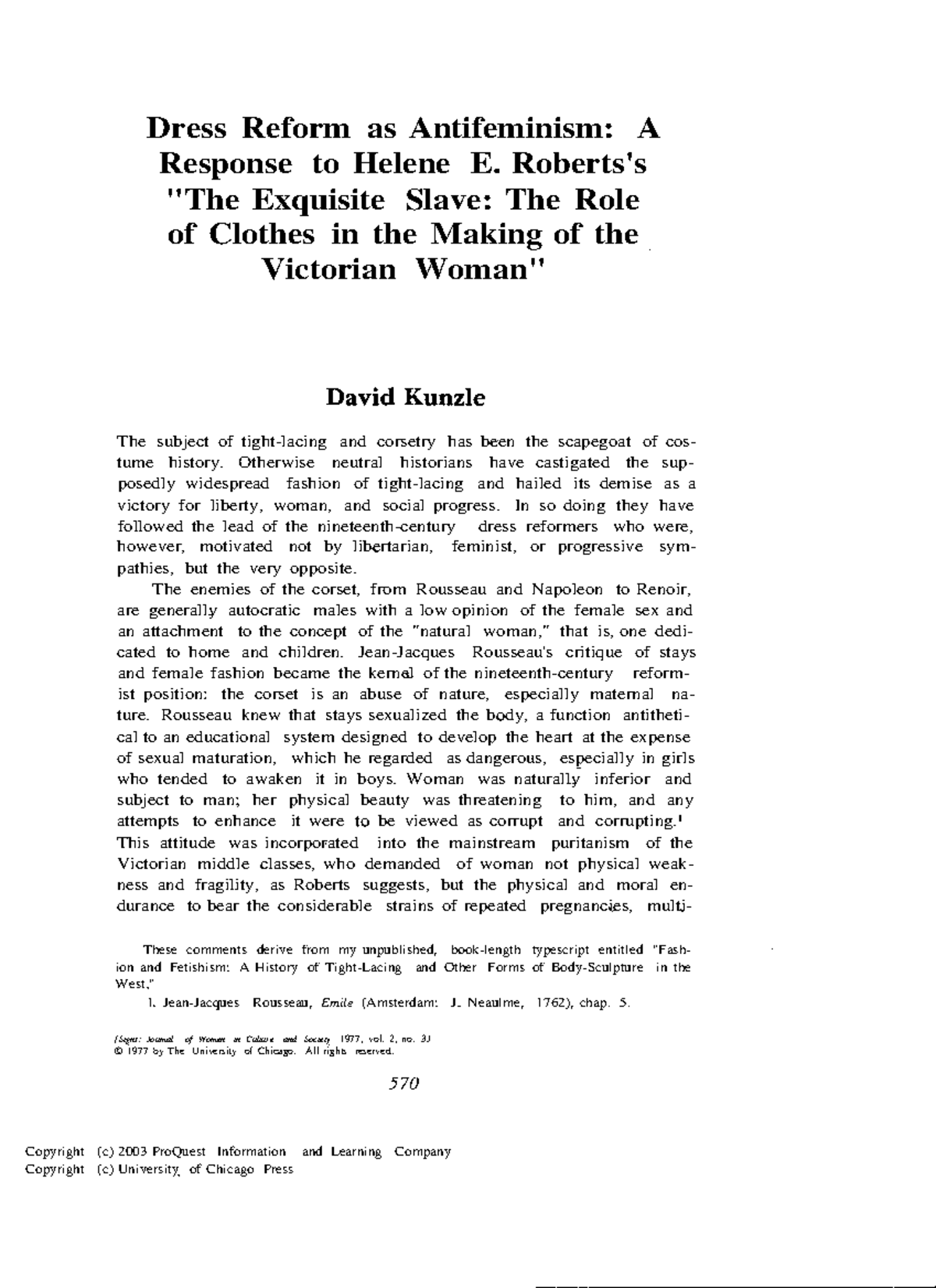 Dress Reform as Antifeminism: A Historical Critique of Corsetry (HIST 301) - Studocu