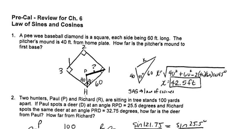 Review for Ch. 6: Law of Sines and Cosines - Key Concepts - Studocu