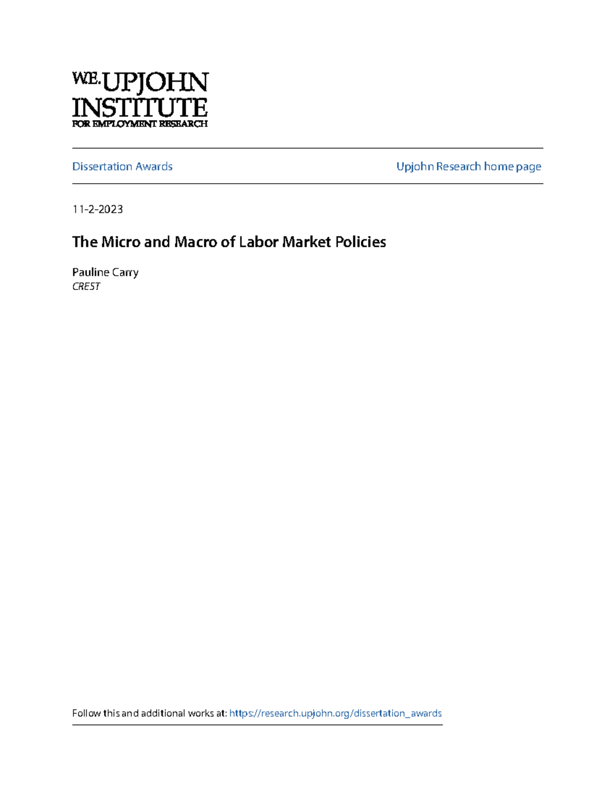 Labor Market Policies: Micro and Macro Insights (CREST Dissertation ...