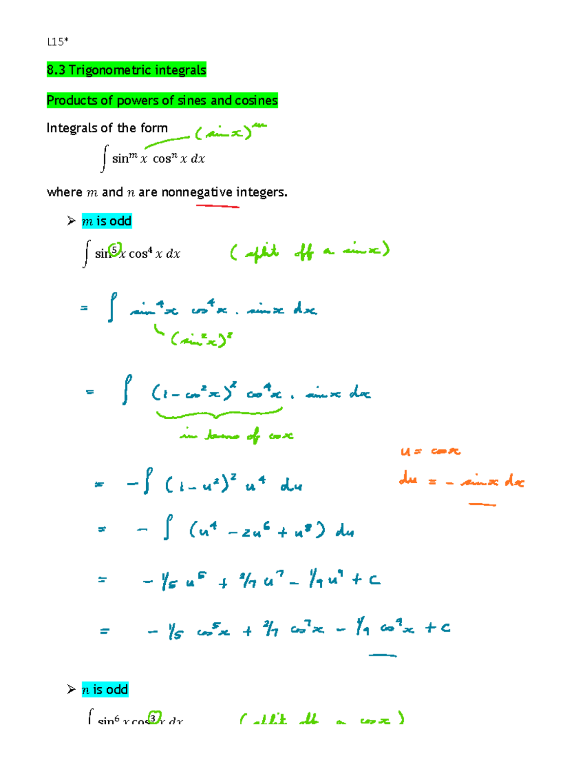 L15 - Erttg - Integrals of the form sin cos where and are nonnegative ...