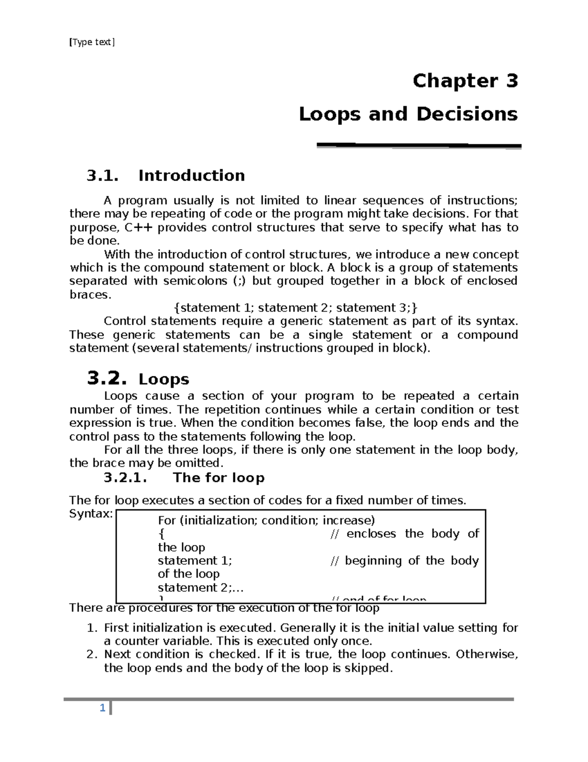 Chapter 3 Loops and Decisions - Chapter 3 Loops and Decisions 3 ...