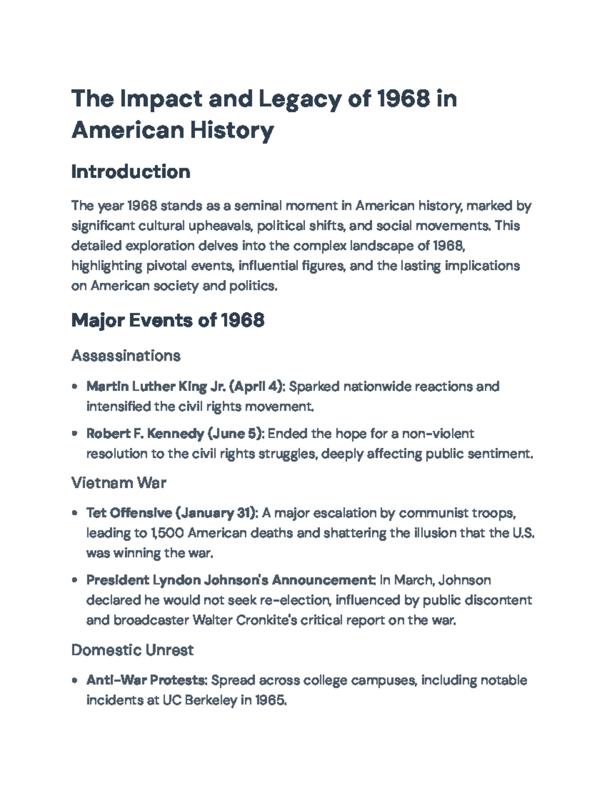 The Impact and Legacy of 1968 in American History: A Detailed Analysis ...