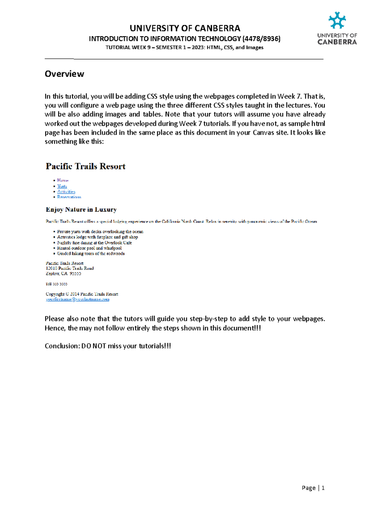 IIT-Tutorial Lab Week 9: Implementing CSS Styles, Images & More - Studocu