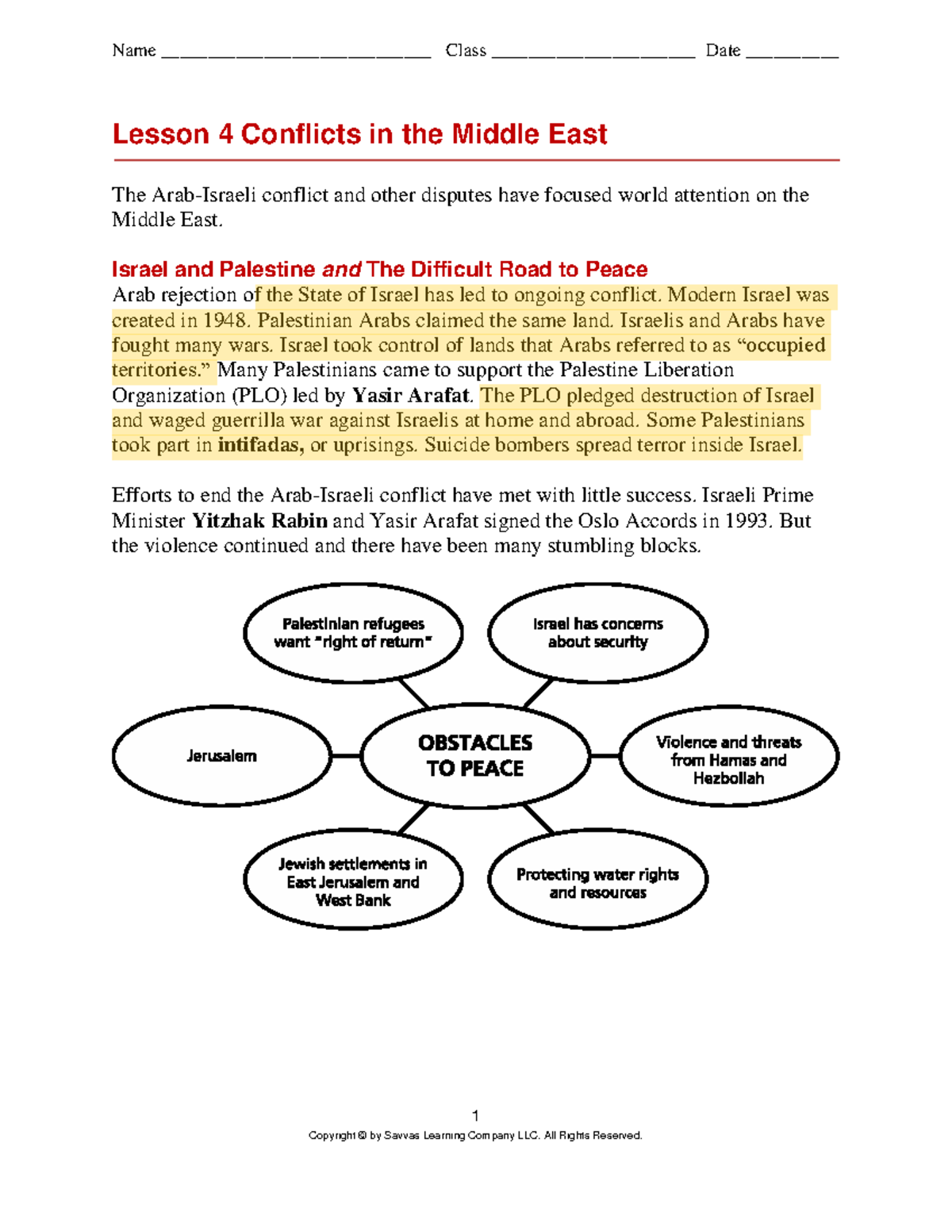 HSWH CA T09 L04 Lesson 4: Conflicts in the Middle East - Studocu