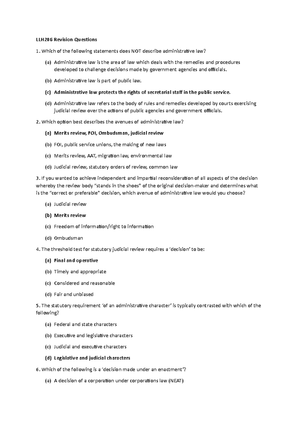 LLH206 Revision Questions - LLH206 Revision Questions Which of the ...
