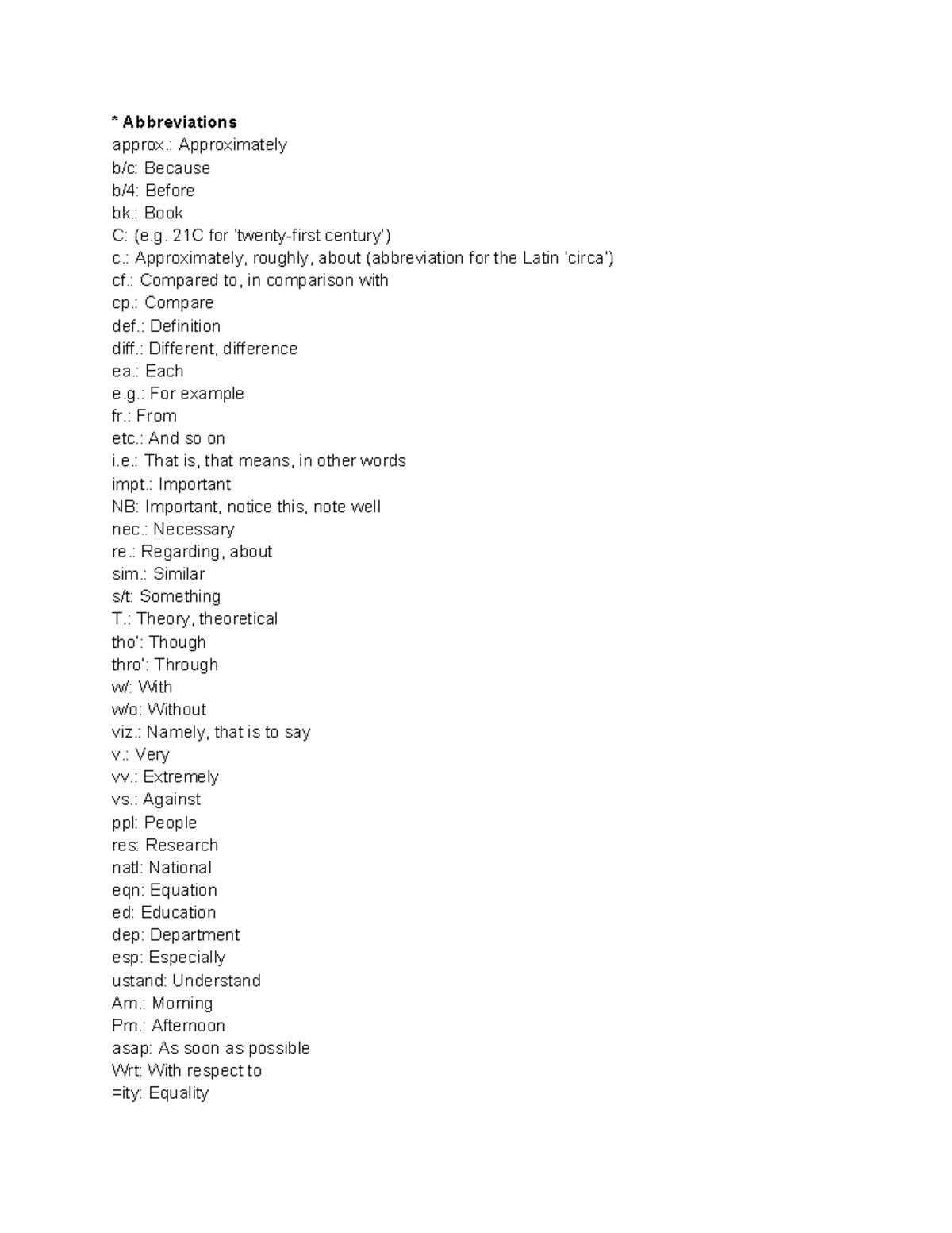 Abbreviations and symbols for effective communication in education ...