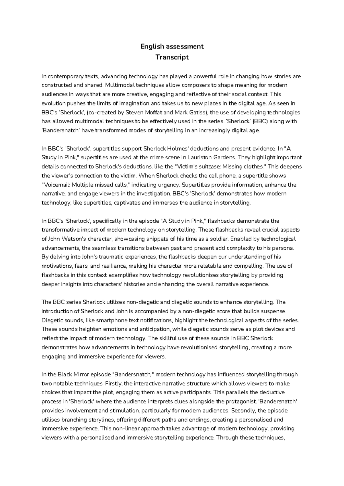 English Assessment 2 - Multimodal Presentation Essay on Technology in ...