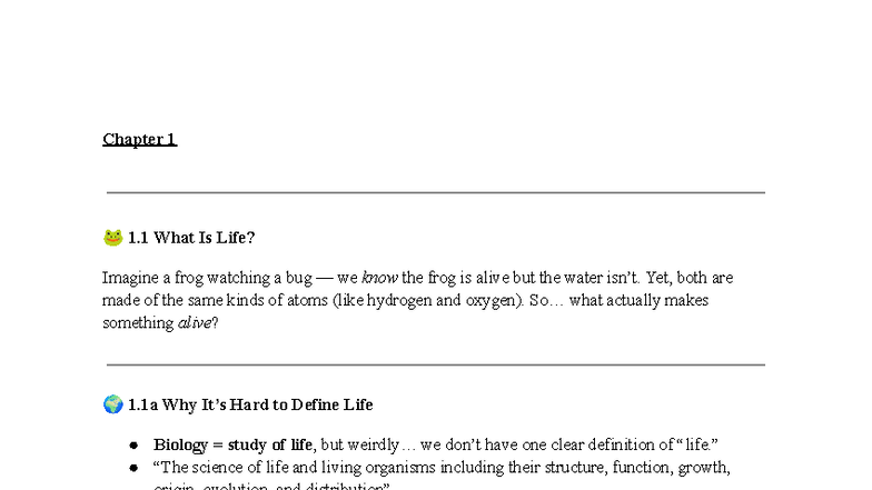 BI110 Midterm 1: Understanding the Origins and Definitions of Life ...