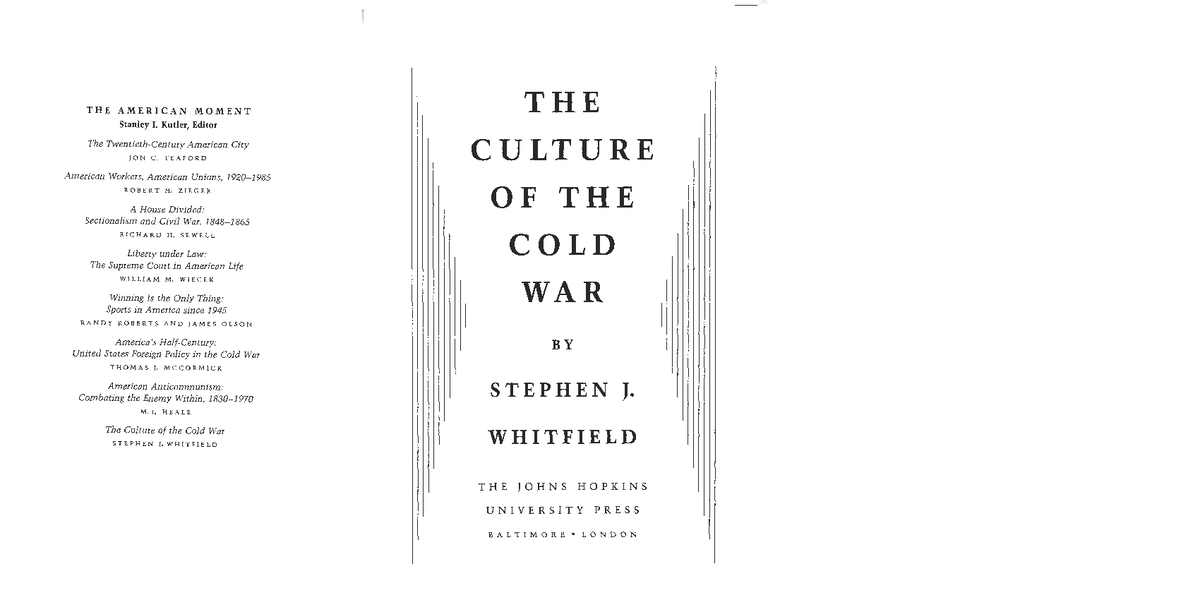 Understanding Key Concepts: The Culture of the Cold War - Studocu