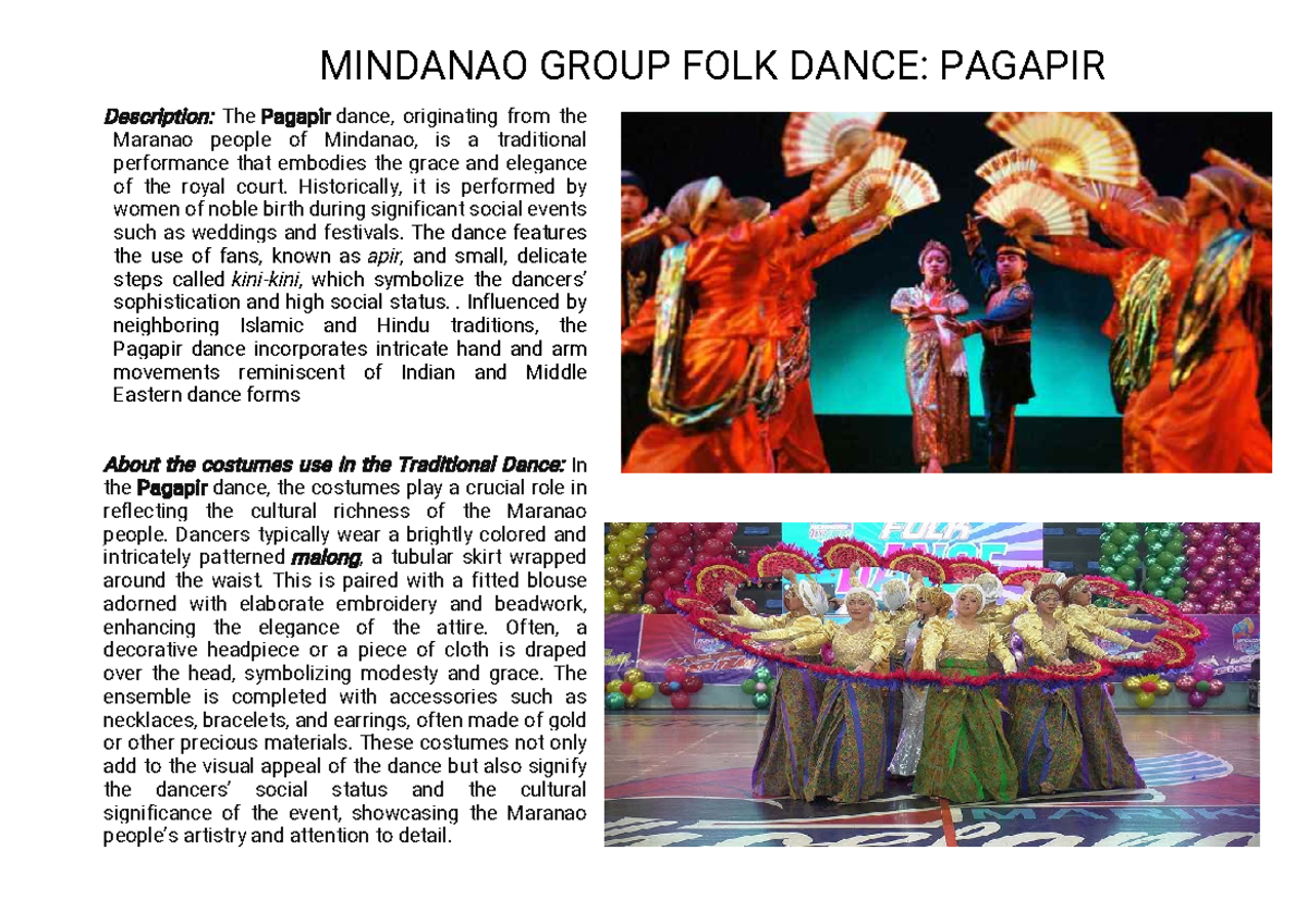 MINDANAO FOLK DANCES: PAGAPIR, DUGSO, SAGAYAN, ITIK ITIK, ASIK ...