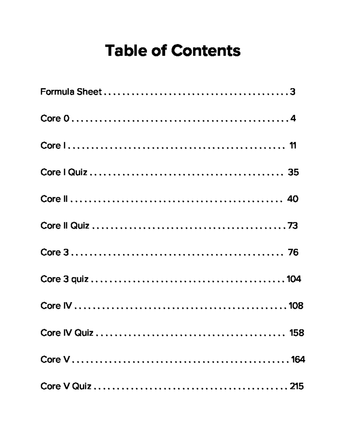 Booster Math Packet: Core I to V Formula Sheet - Studocu