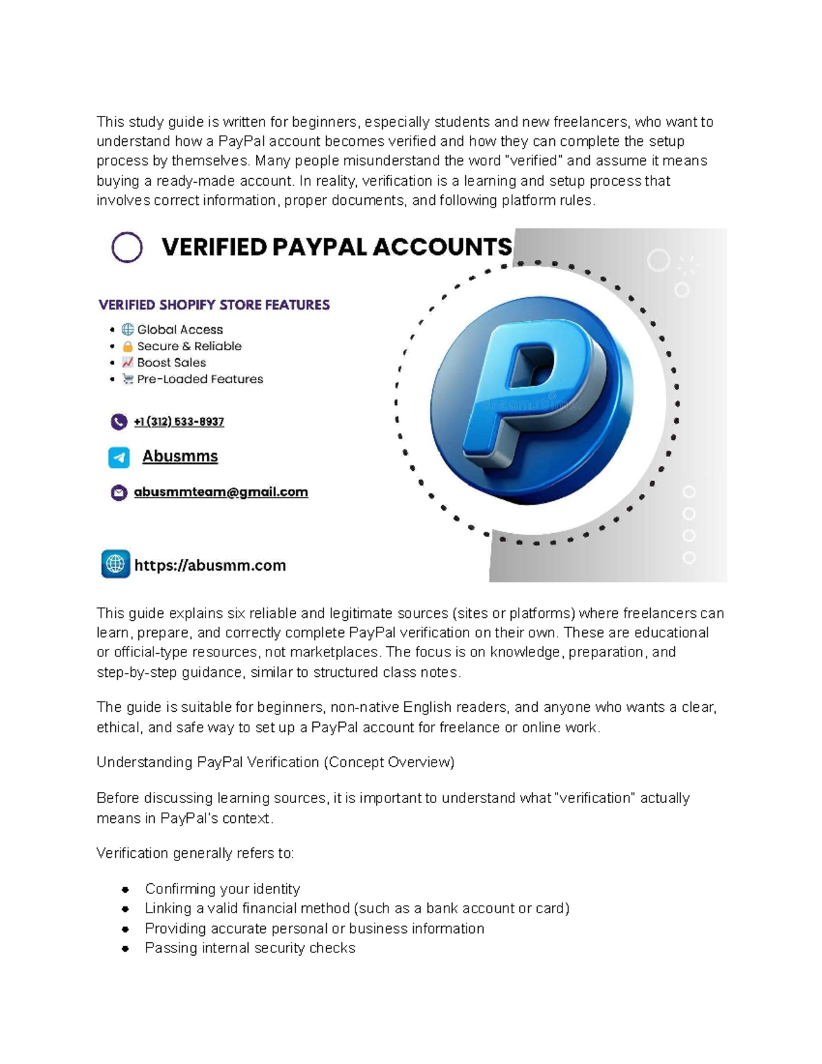Top 6 Resources for PayPal Verification (Freelancer Guide) - Studocu