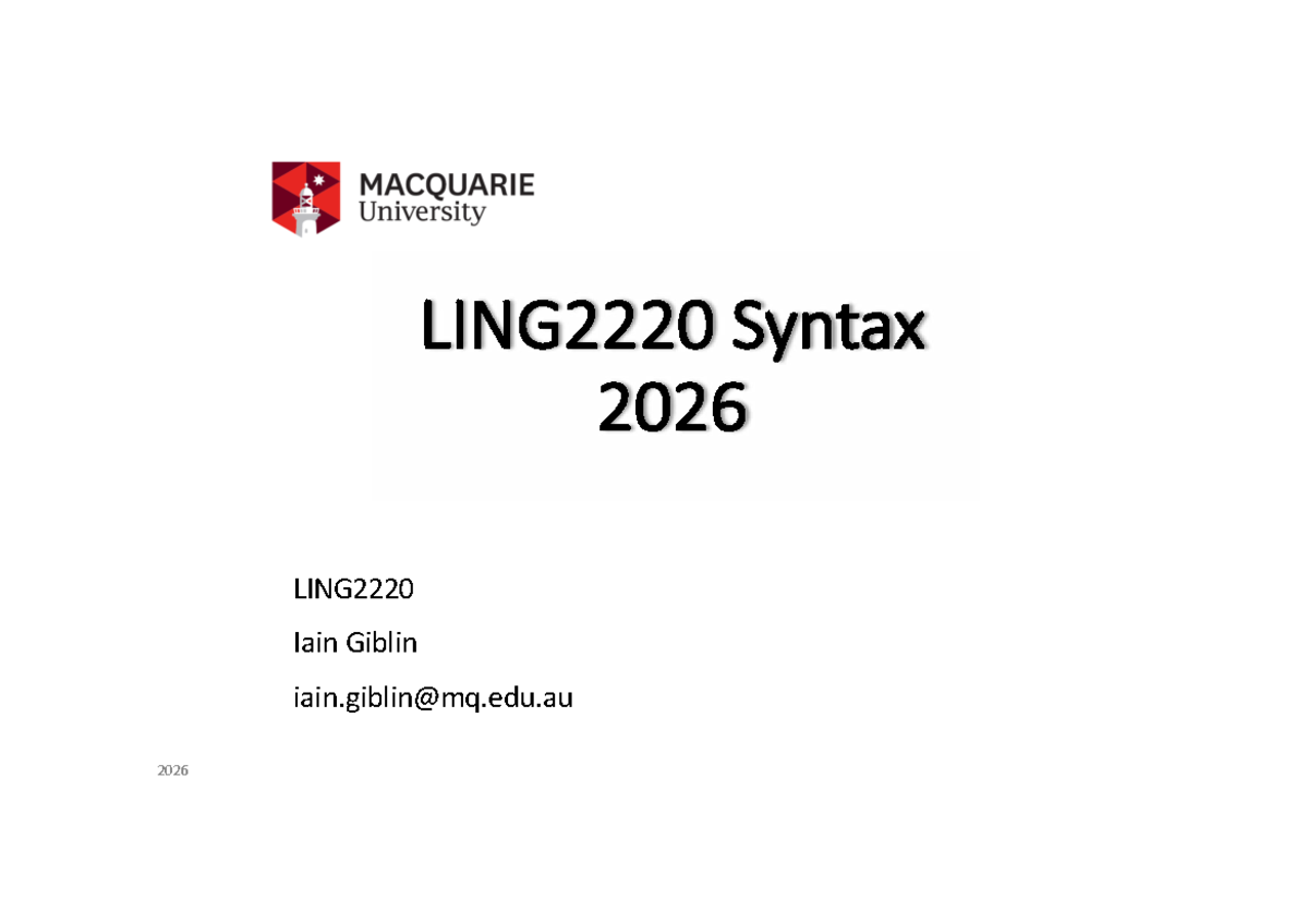 Syntax 2026: Constituency Tests and Structures Explained - Studocu