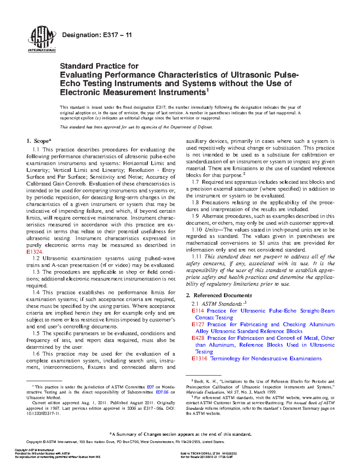 ASTM E317-11 Final Exam Study Notes on Ultrasonic Testing Systems - Studocu